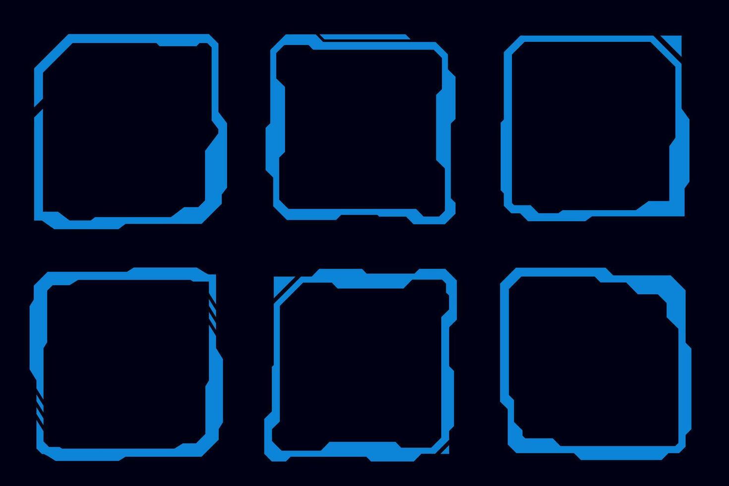 Vector technology futuristic set hi tech square shape frame element. HUD focus sci-fi square ...