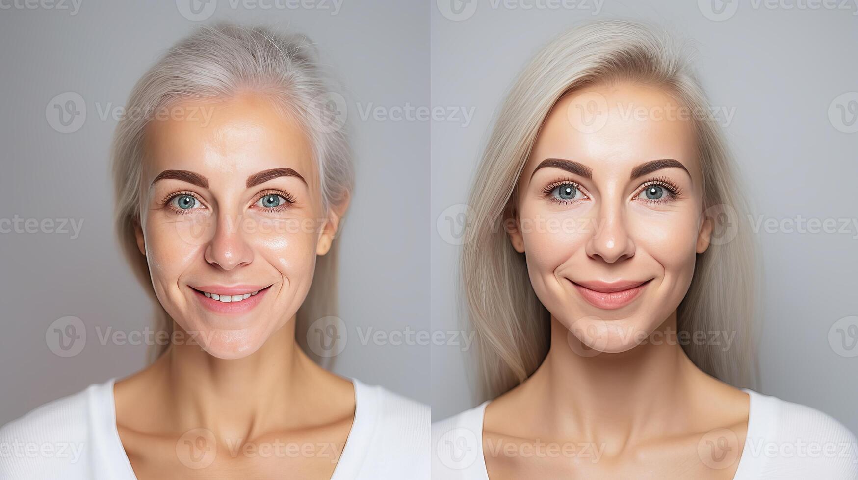 AI generated Before and after beauty treatment comparison for aging and ... AI generated Before and after beauty treatment comparison for aging and ...