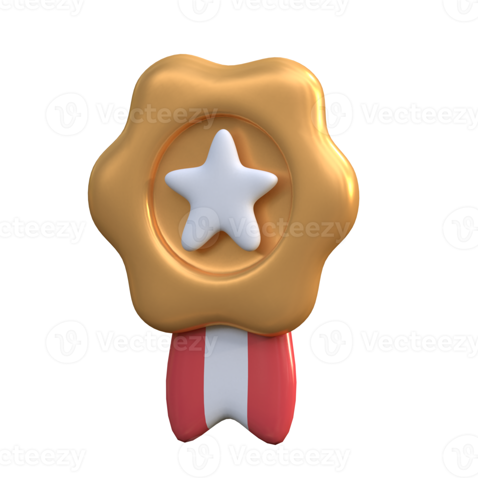 medalla icono. ganador medalla con estrella y cinta. 3d icono. dibujos ...