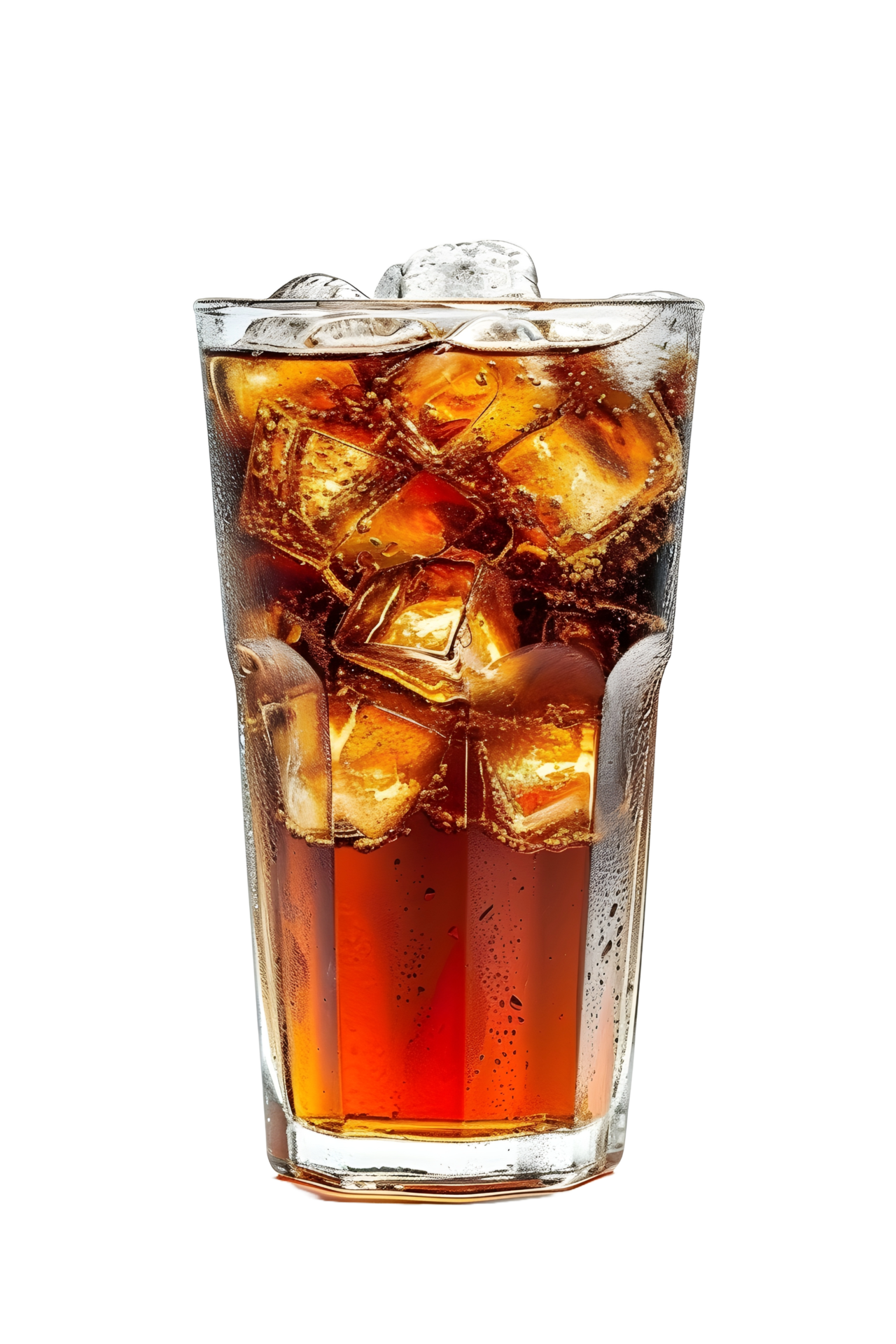 AI generated a glass of cola with ice on a transparent background ...