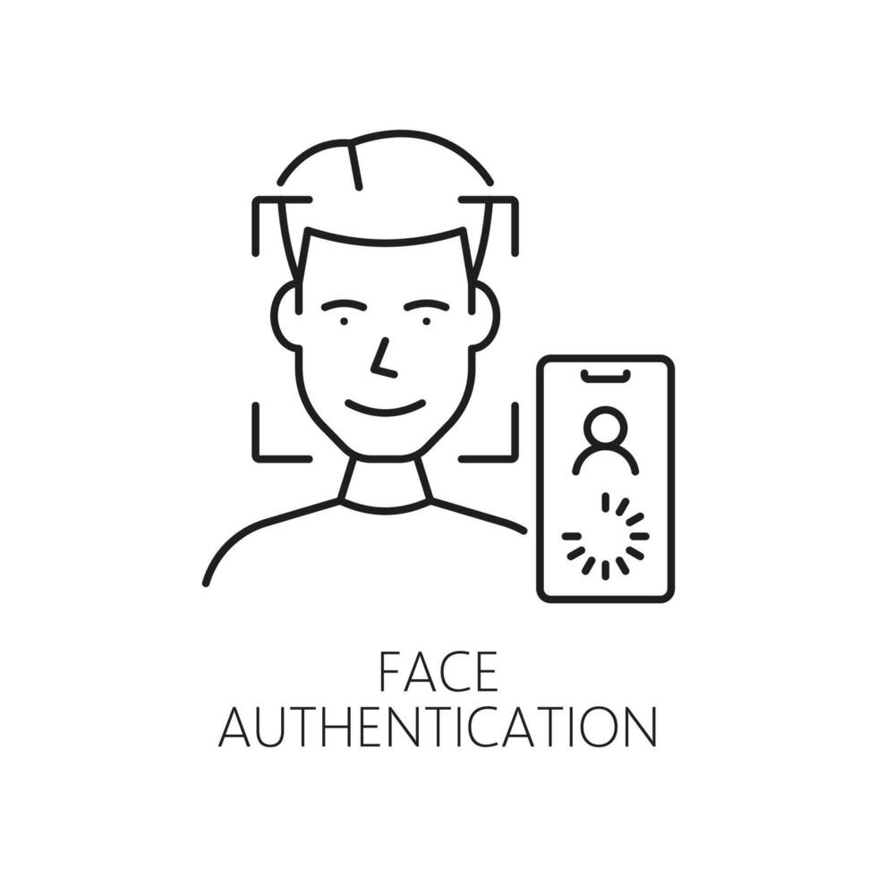 Face Authentication Outline Icon For Mobile Phone 37808281 Vector Art At Vecteezy