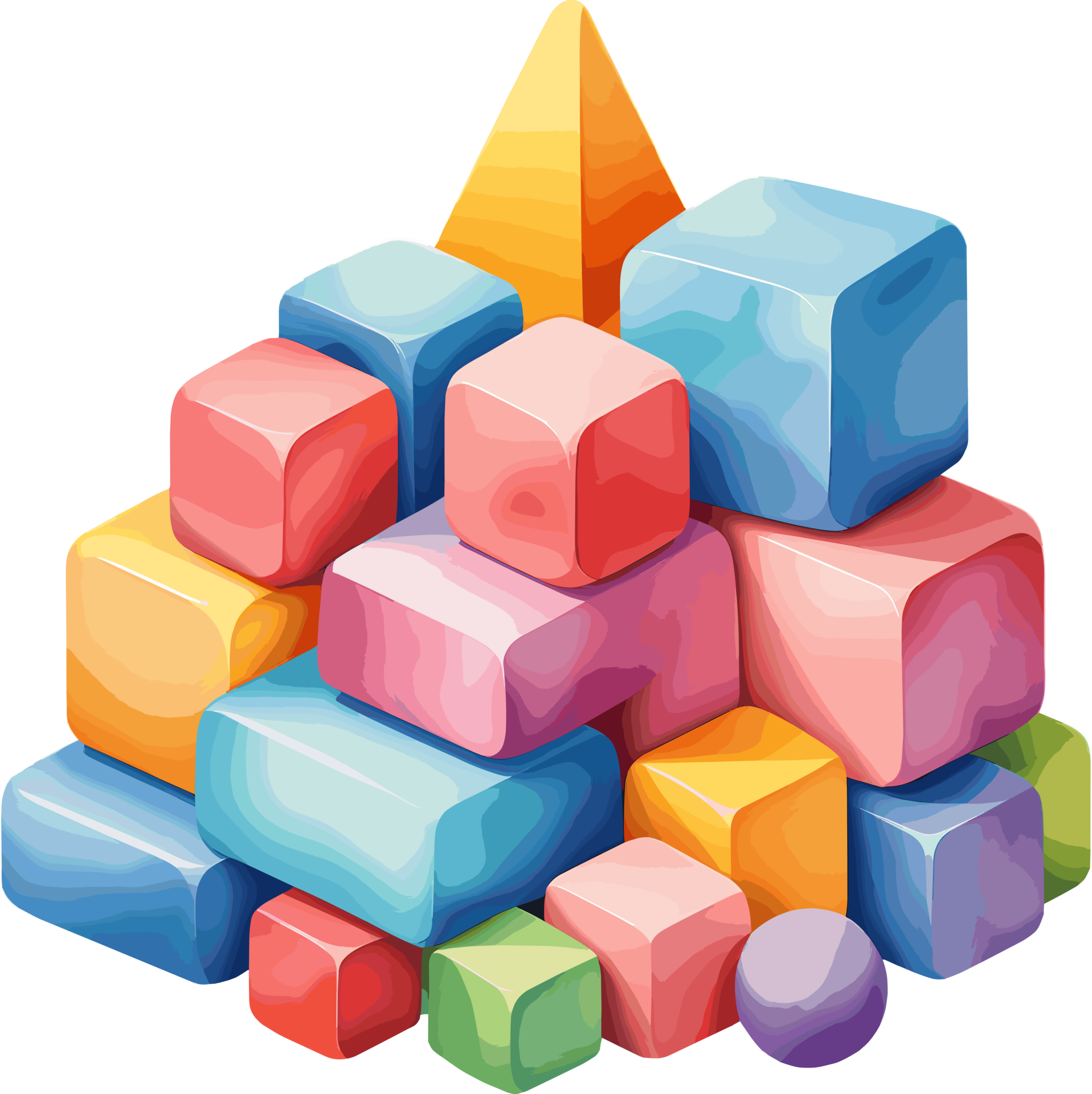 Ai Generated Stack Of Colorful 3d Geometric Shape Objects Watercolor Style Illustration