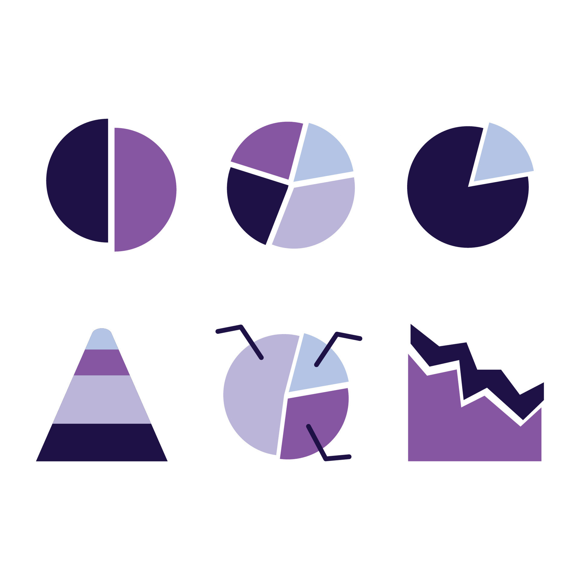 A set of vector diagrams and graphs. Infographics with color charts and ...