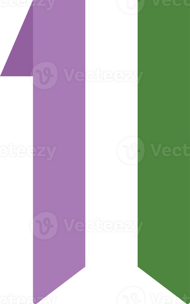 Purple White And Green Colored Flag As The Colors Of The Genderqueer