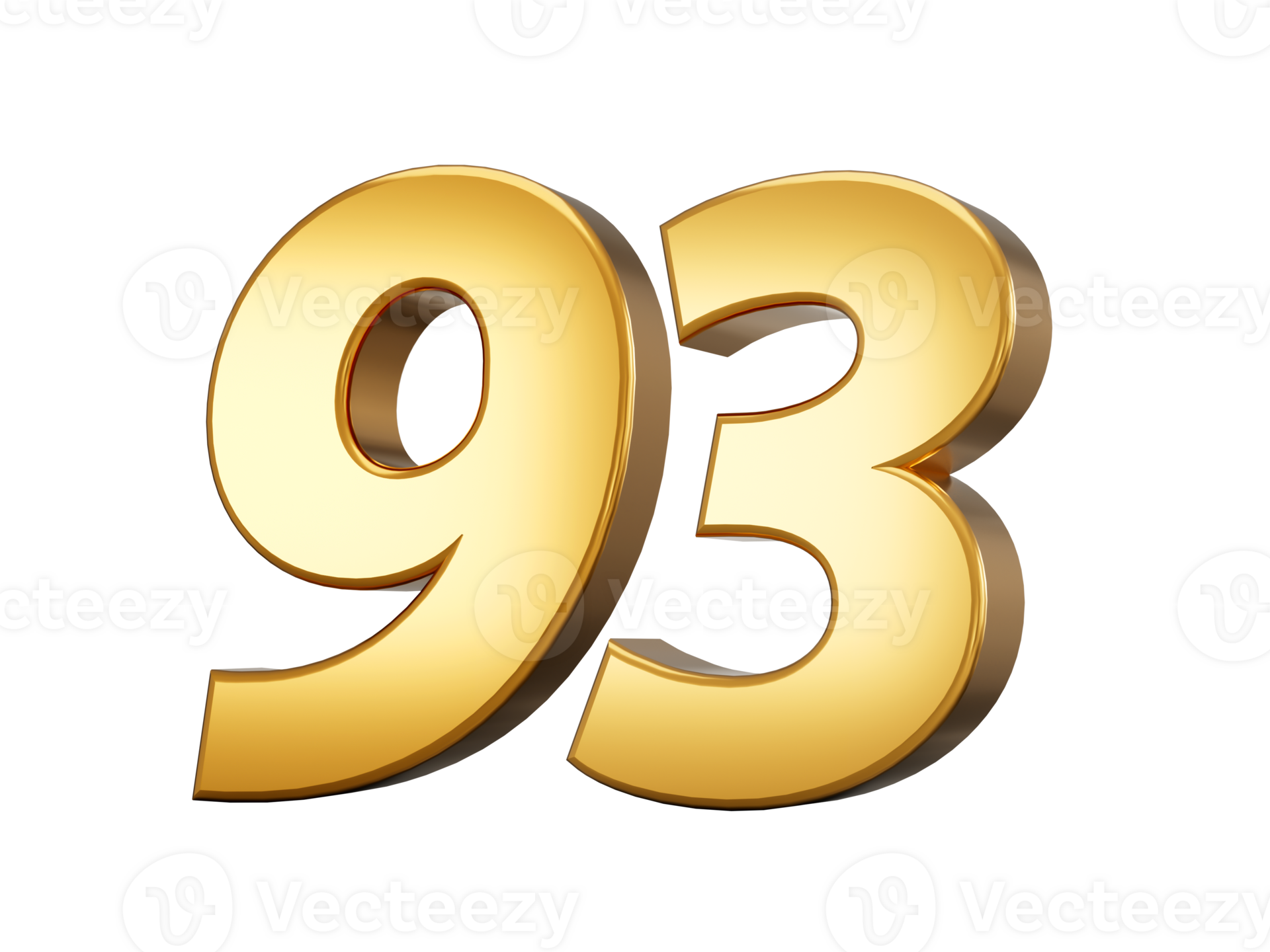 3d Shiny Gold Number 93, Ninety Three 3d Gold Number, 3d illustration ...