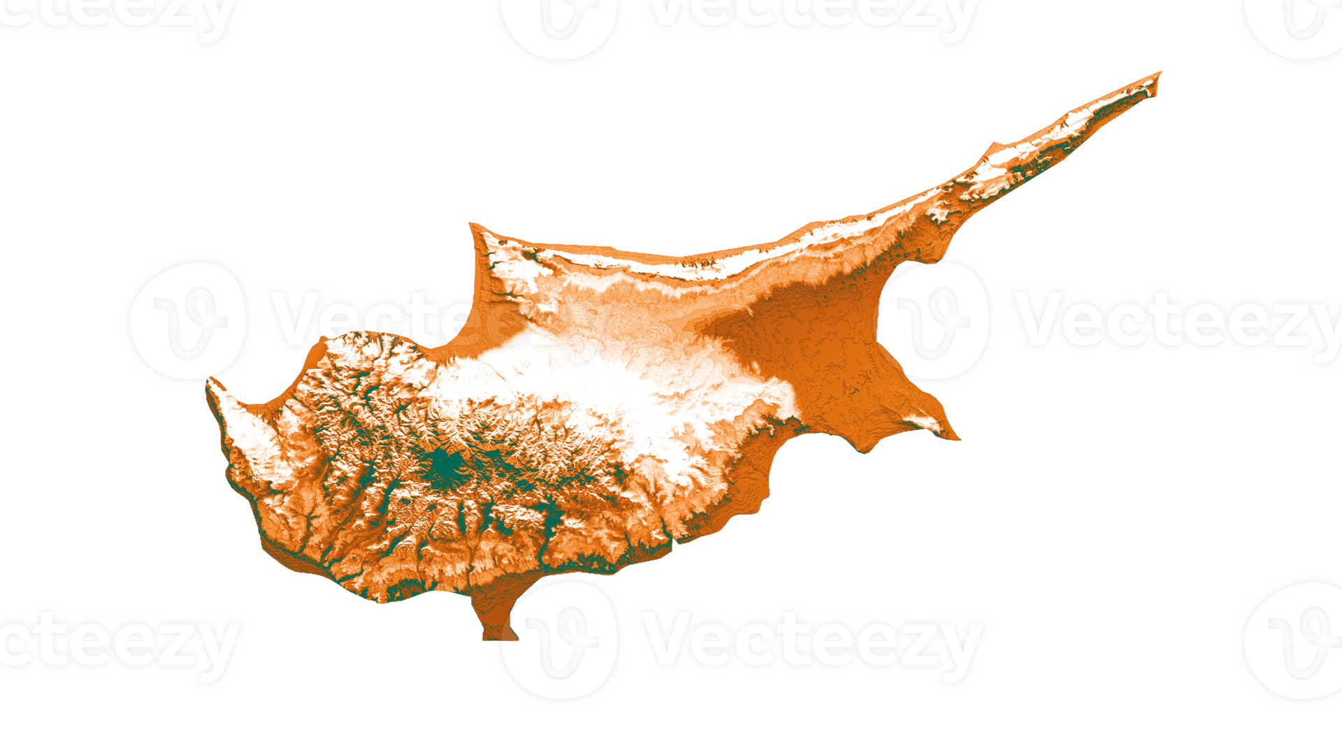 Cyprus Map With The Flag Colors Red And Yellow Shaded Relief Map 3d Illustration 37845354 Png