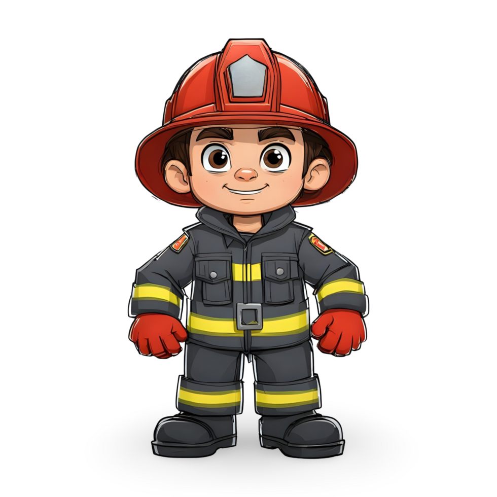 cartoon fireman character with helmet and gloves on 37846247 PNG