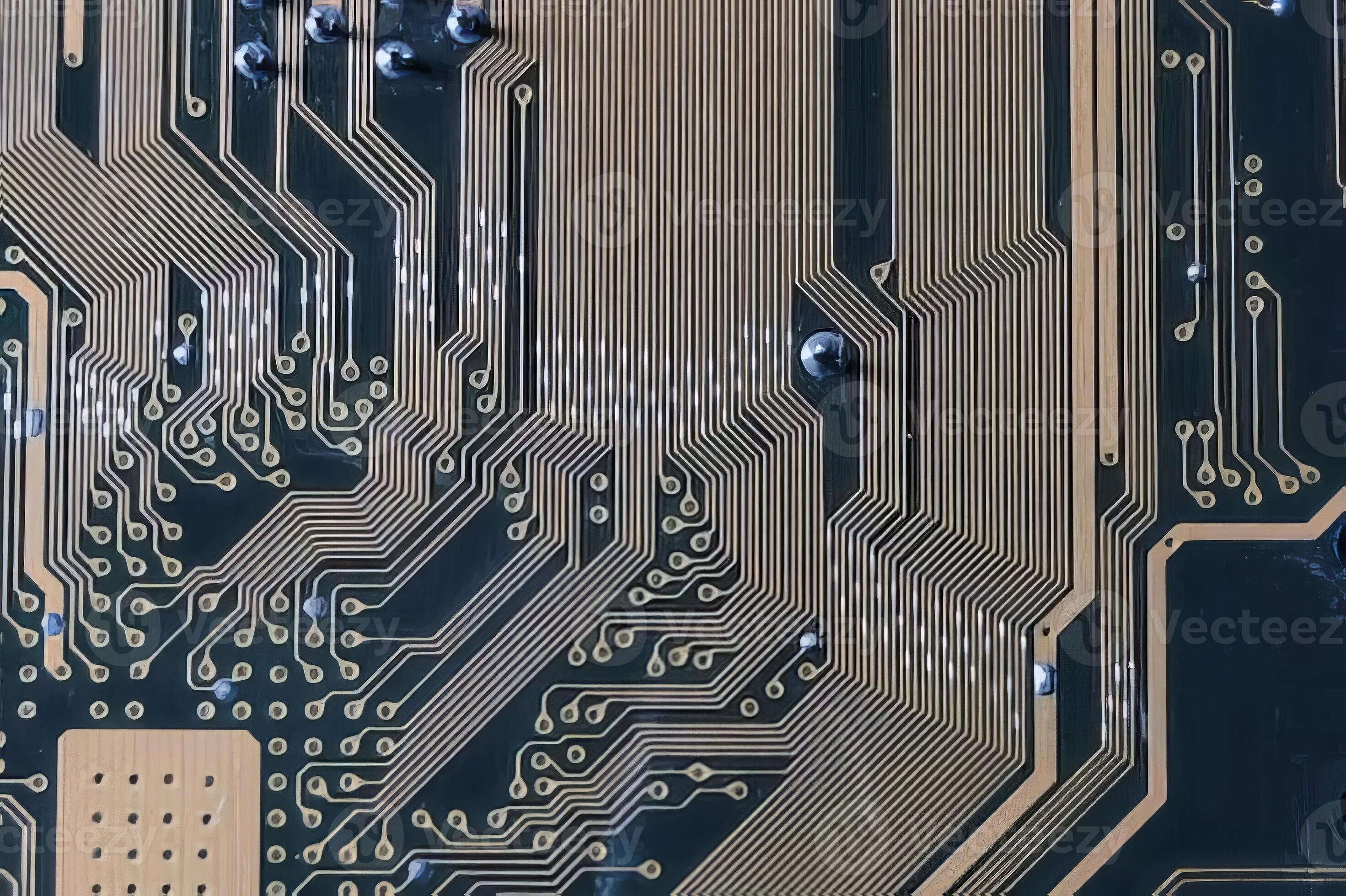 Computer processor and motherboard, microchip details close view. Hi ...