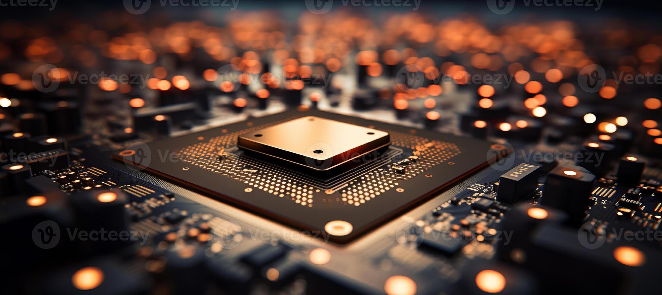 Ai Generated Blurred Bokeh Background With Close Up Of Computer Chip