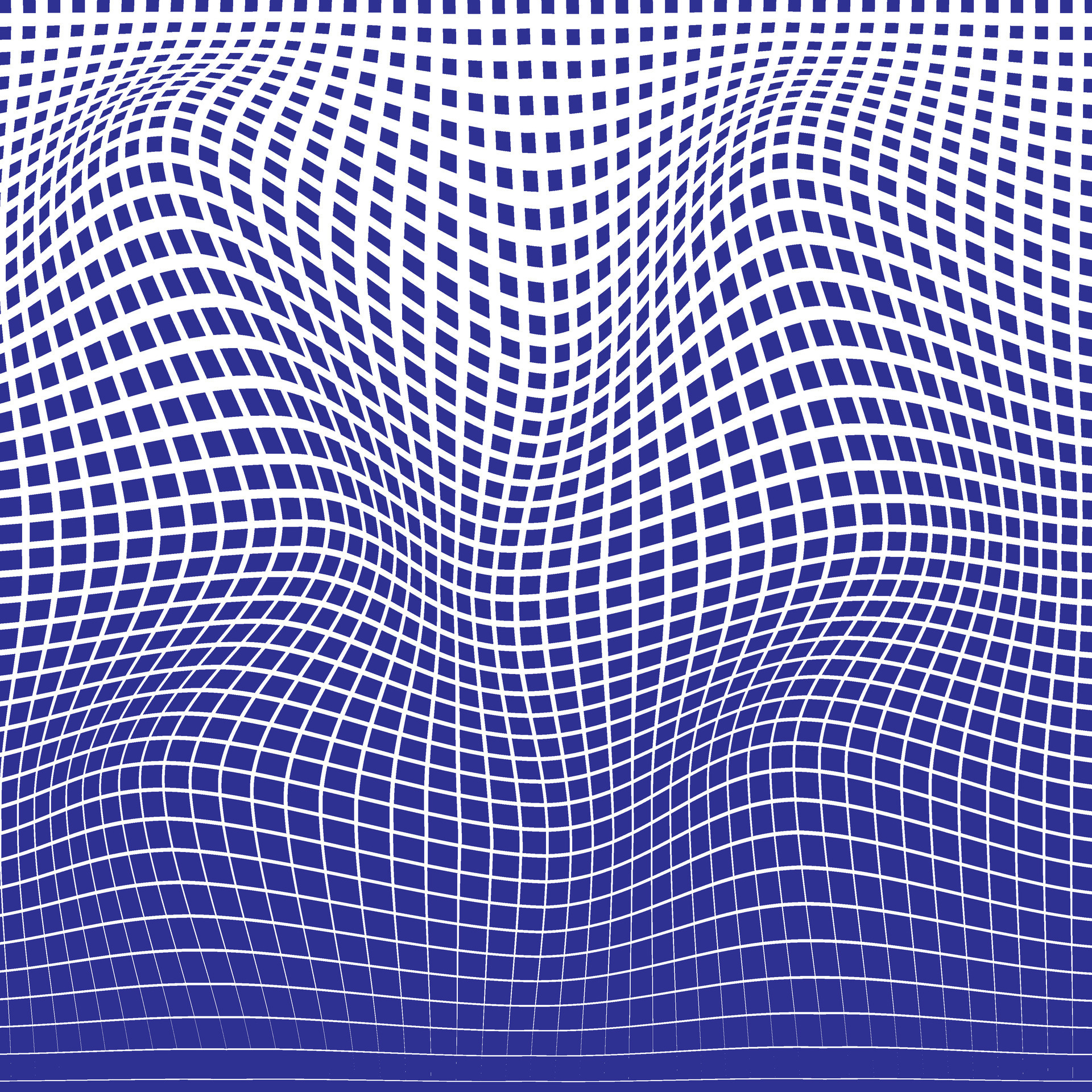 Simple Abstract Blue Color Square Blend Halftone Wavy Distort Pattern