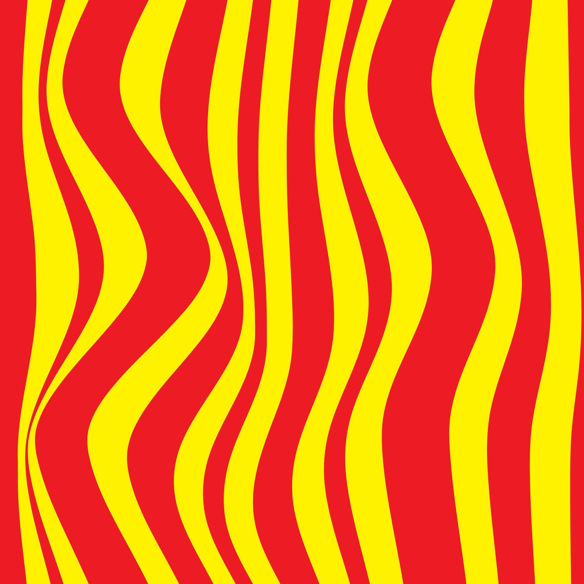 Simple Abstract Red Color Vertical Line Wavy Distort Pattern On Yellow