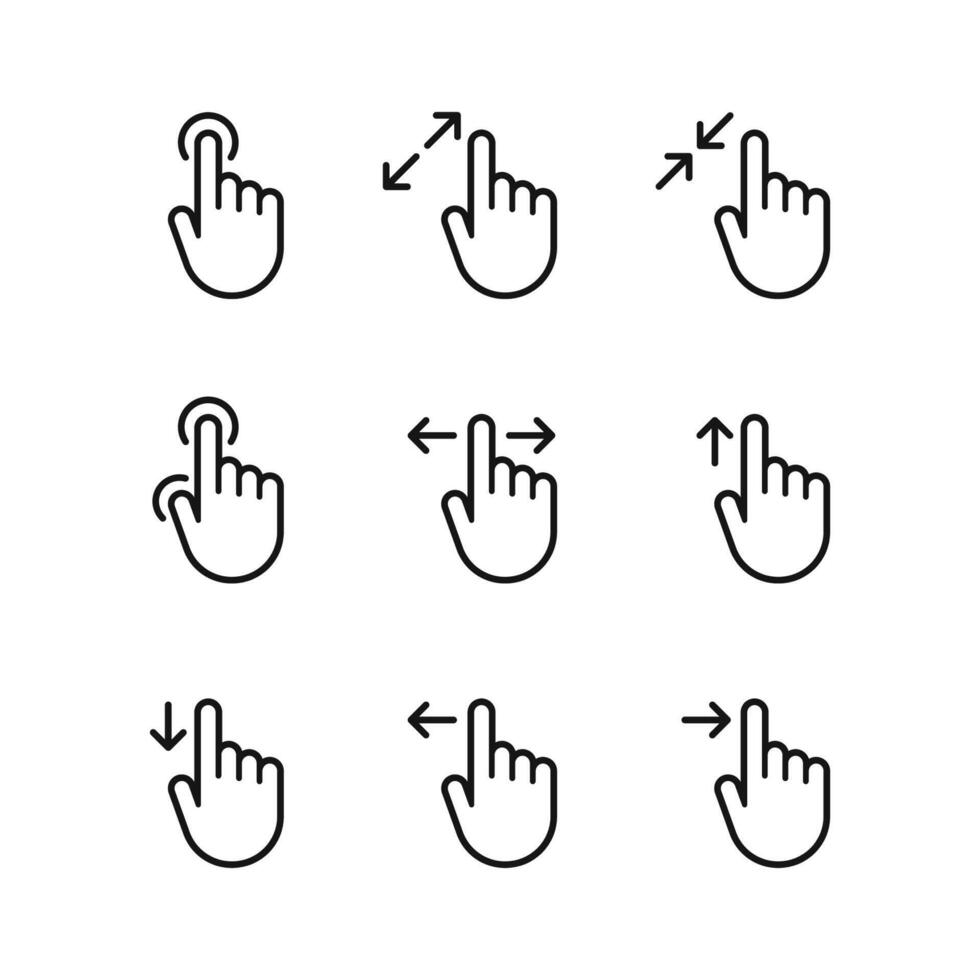 Set of Hand touch gestures icons. Touchscreen control pixel perfect linear icons set. 37894324 ...