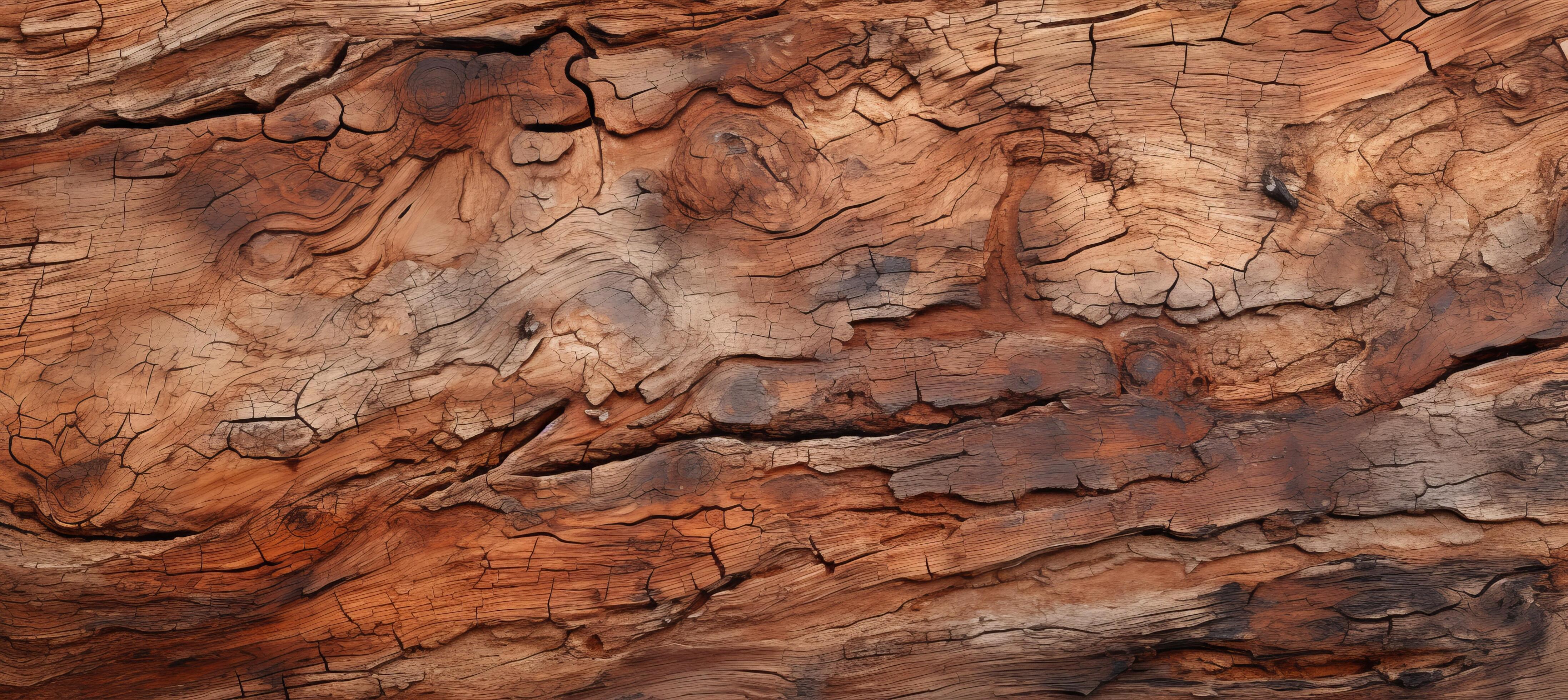 AI generated Close up of aged tree bark trunk with captivating wooden background and intricate ...