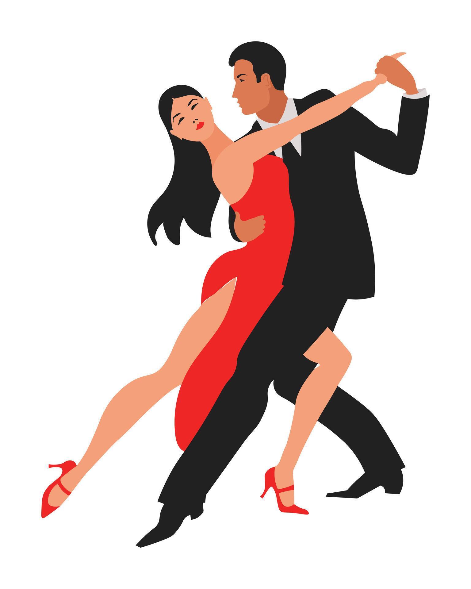 Dancing Couple Man And Woman Dance Tango Illustration Vector