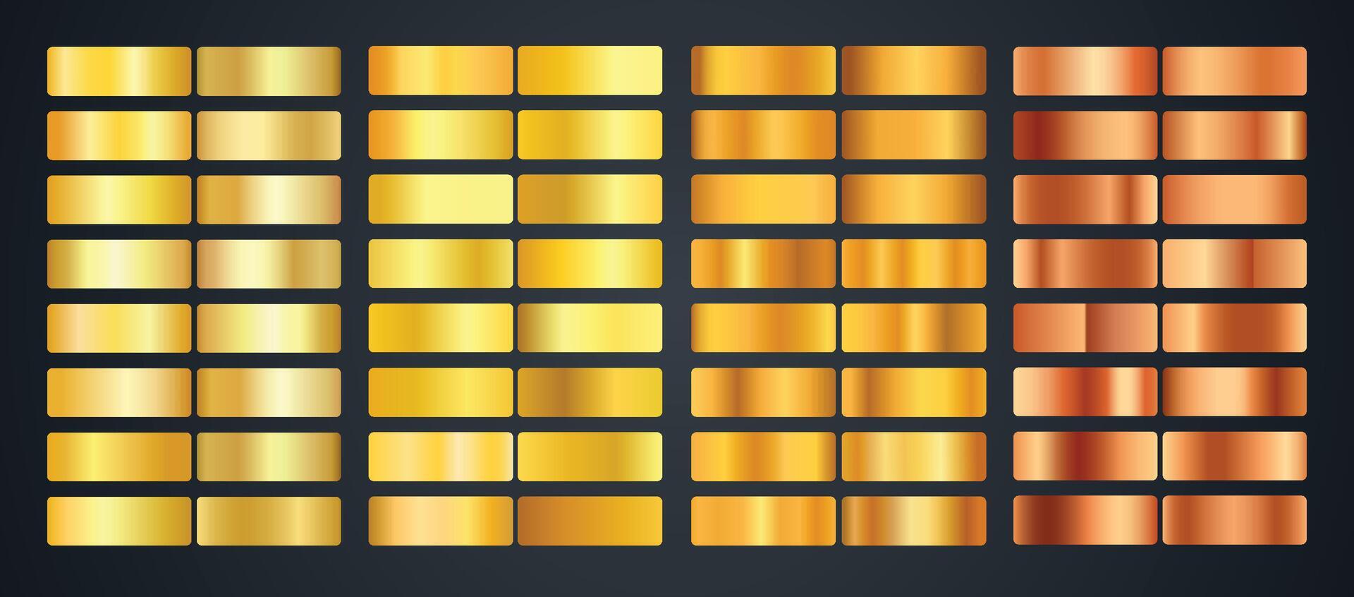 Big set of metallic gold gradients. Set of gold gradient vector palette ...