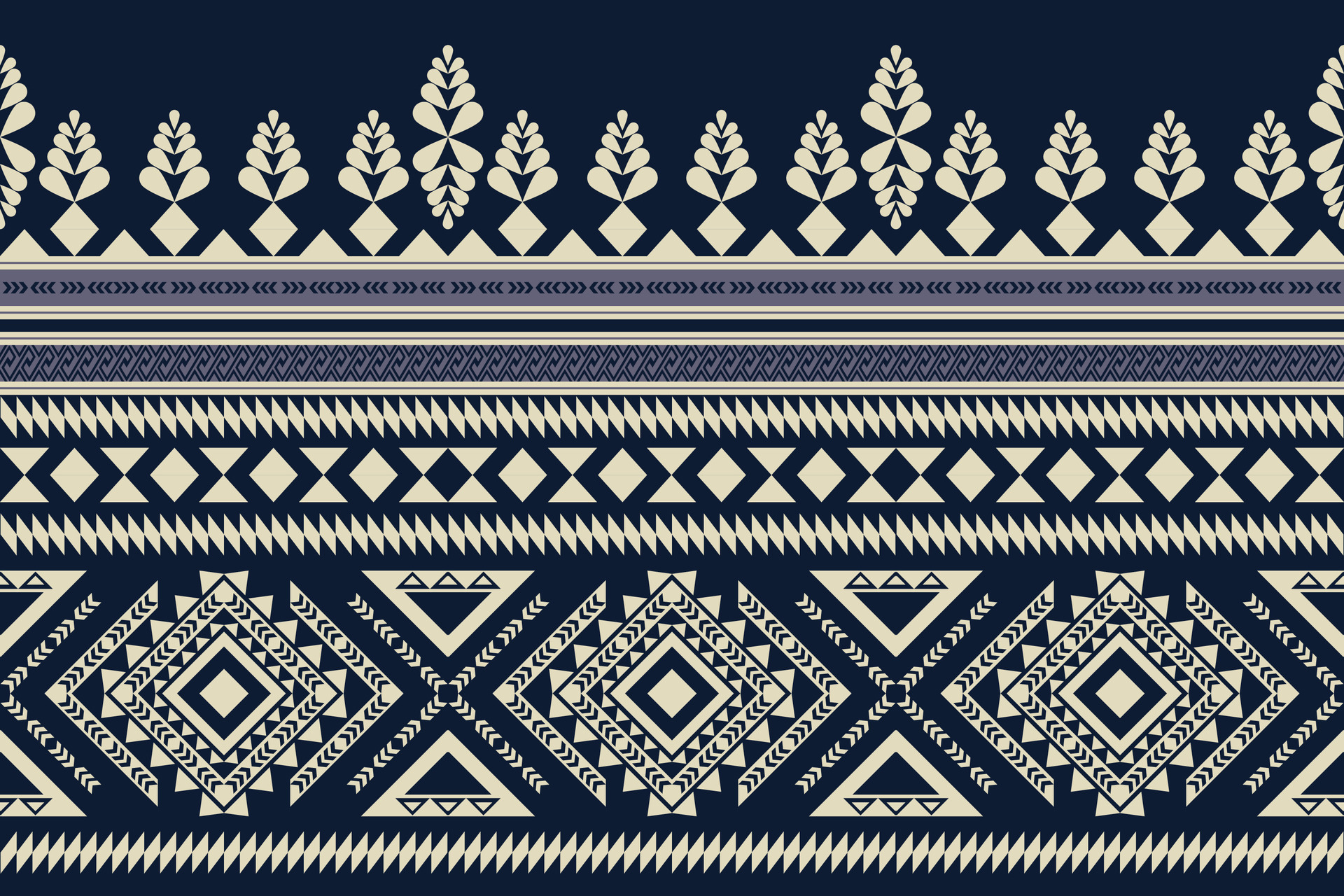 Vertical Ikat Geometric Traditional Style Seamless Pattern And Line