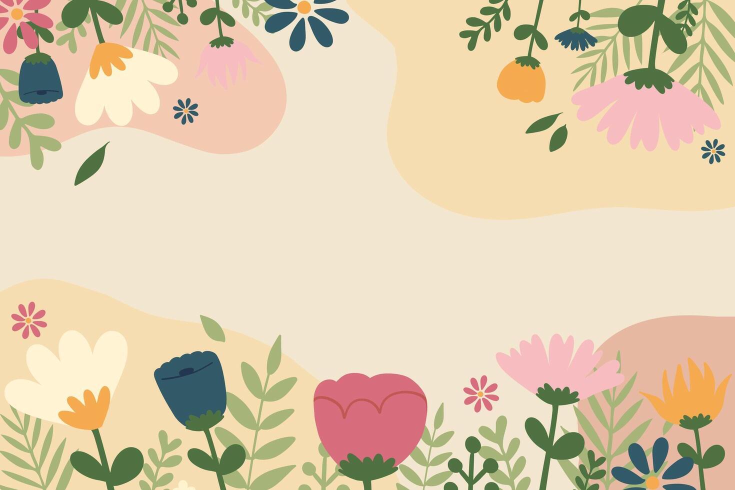 minimal flat vector spring illustration square frame background with ...