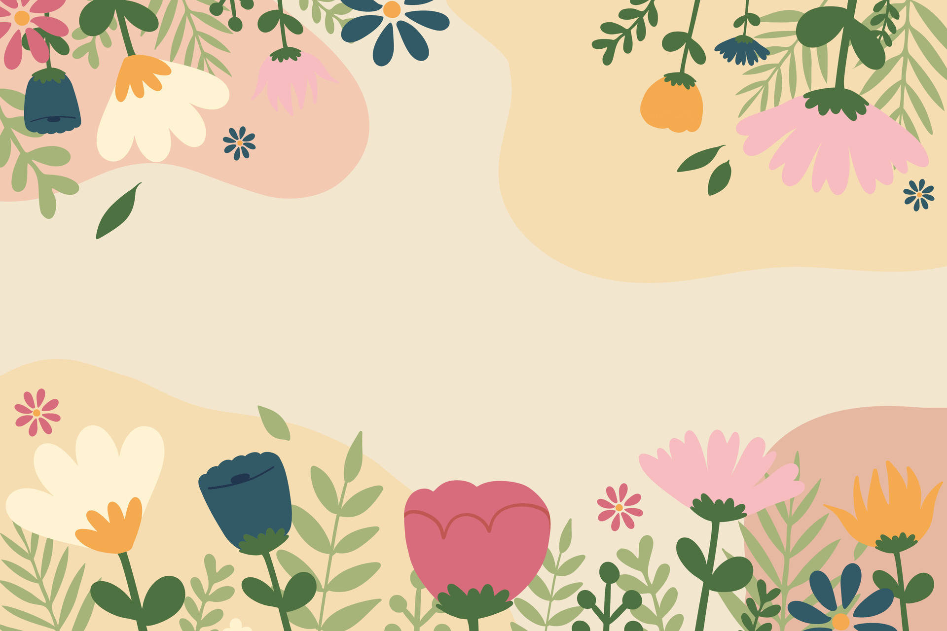 minimal flat vector spring illustration square frame background with ...