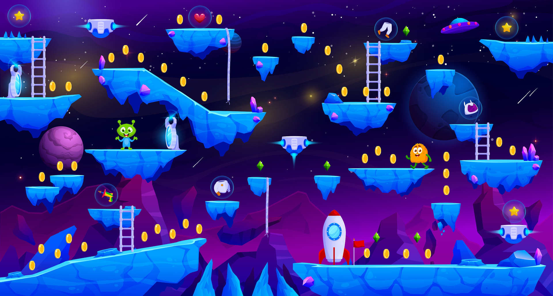 Arcade Space Planet Game Level Map Interface 37906962 Vector Art At