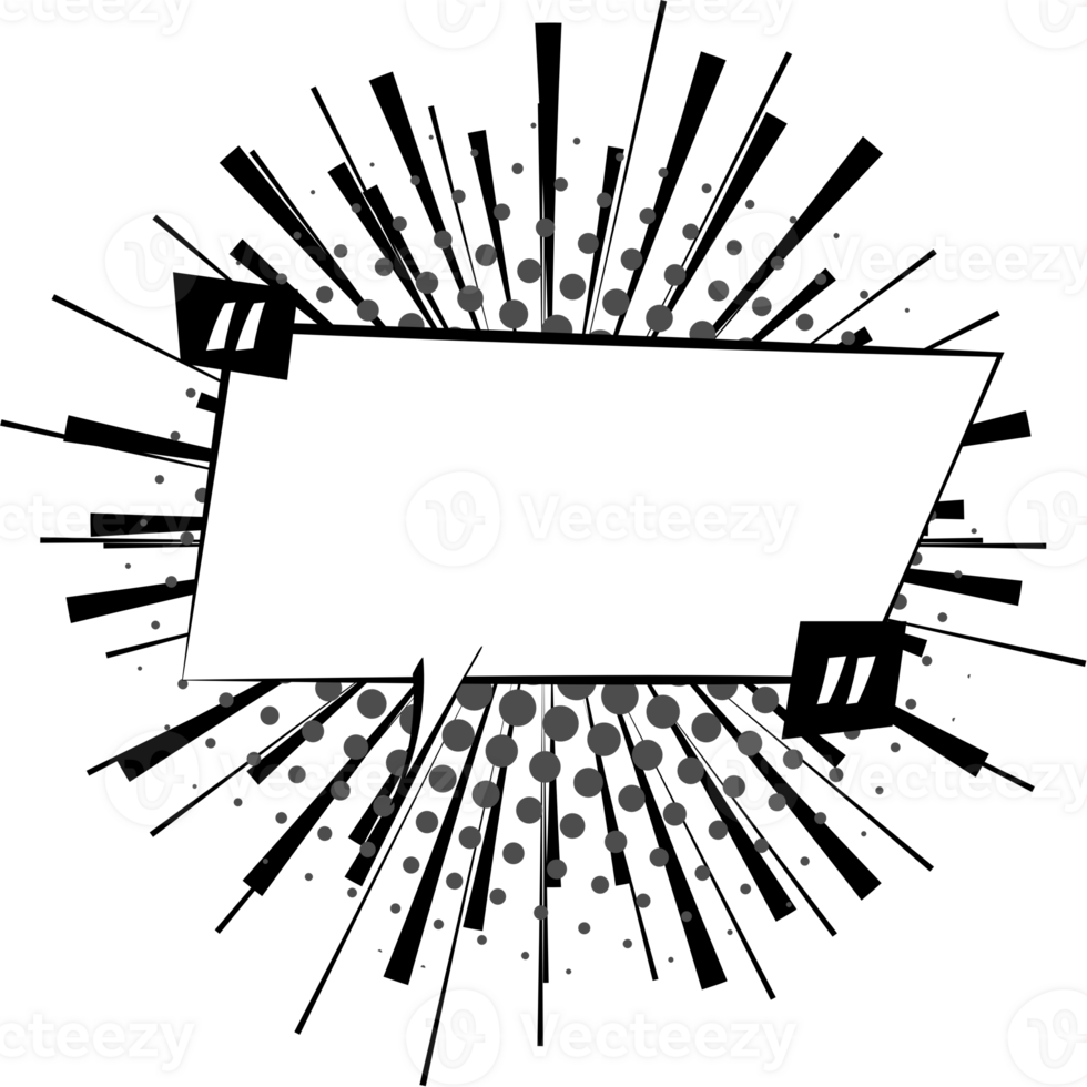 Black And White Color Pop Art Polka Dots Halftone Speech Bubble Balloon Icon Sticker Memo