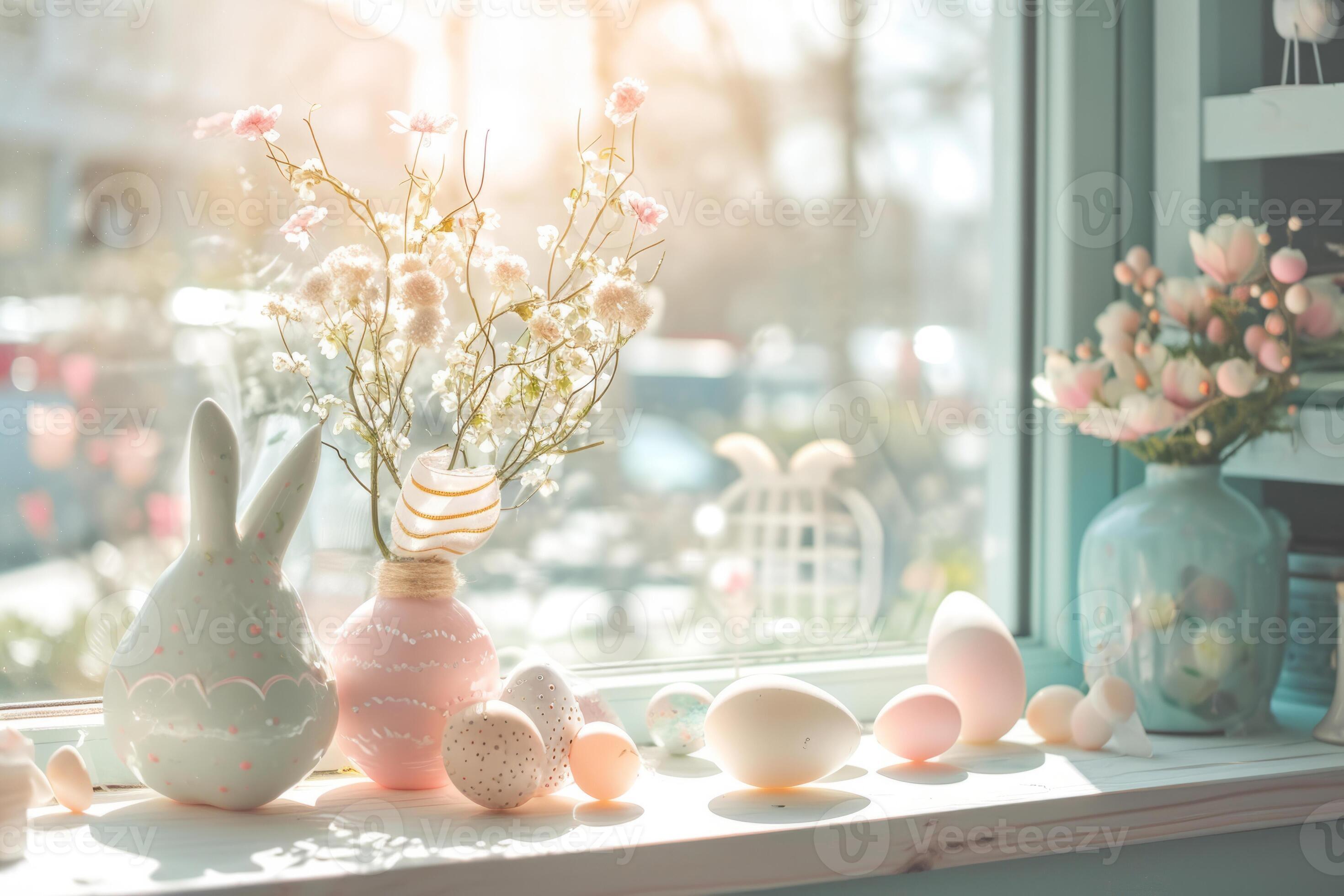 AI generated Shop window filled with an array of easter decorations ...