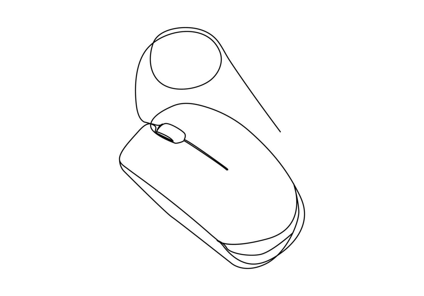 Computer Mouse In Continuous One Line Drawing Vector Mouse Cursor To Pc Icon Continuous