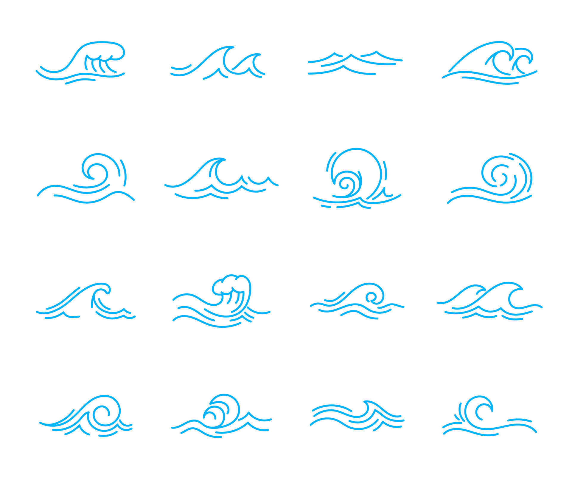 Wave line icons, sea and ocean ripple water sign 37927623 Vector Art at ...