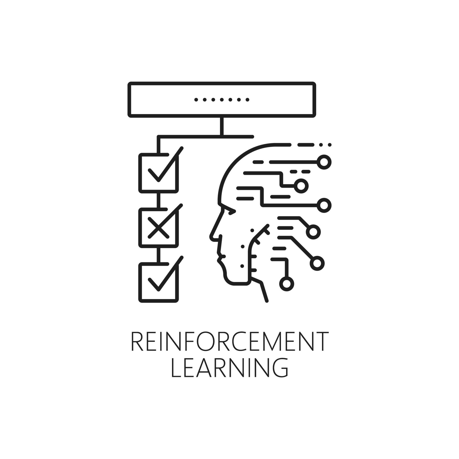 Machine reinforcement learning, AI algorithm icon 37928640 Vector Art ...