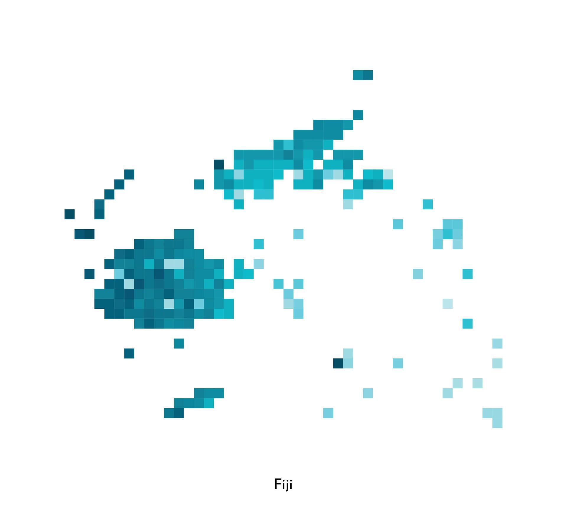 Vector isolated geometric illustration with simplified icy blue silhouette of Fiji map. Pixel ...