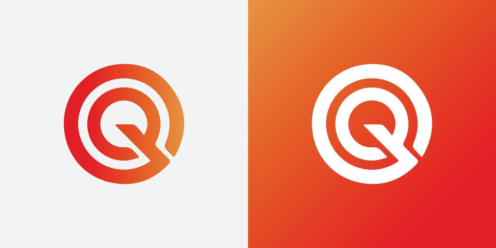 initial letter logo Q inside circle shape, QQ, QQ, Q inside Q rounded upper case black monogram ...