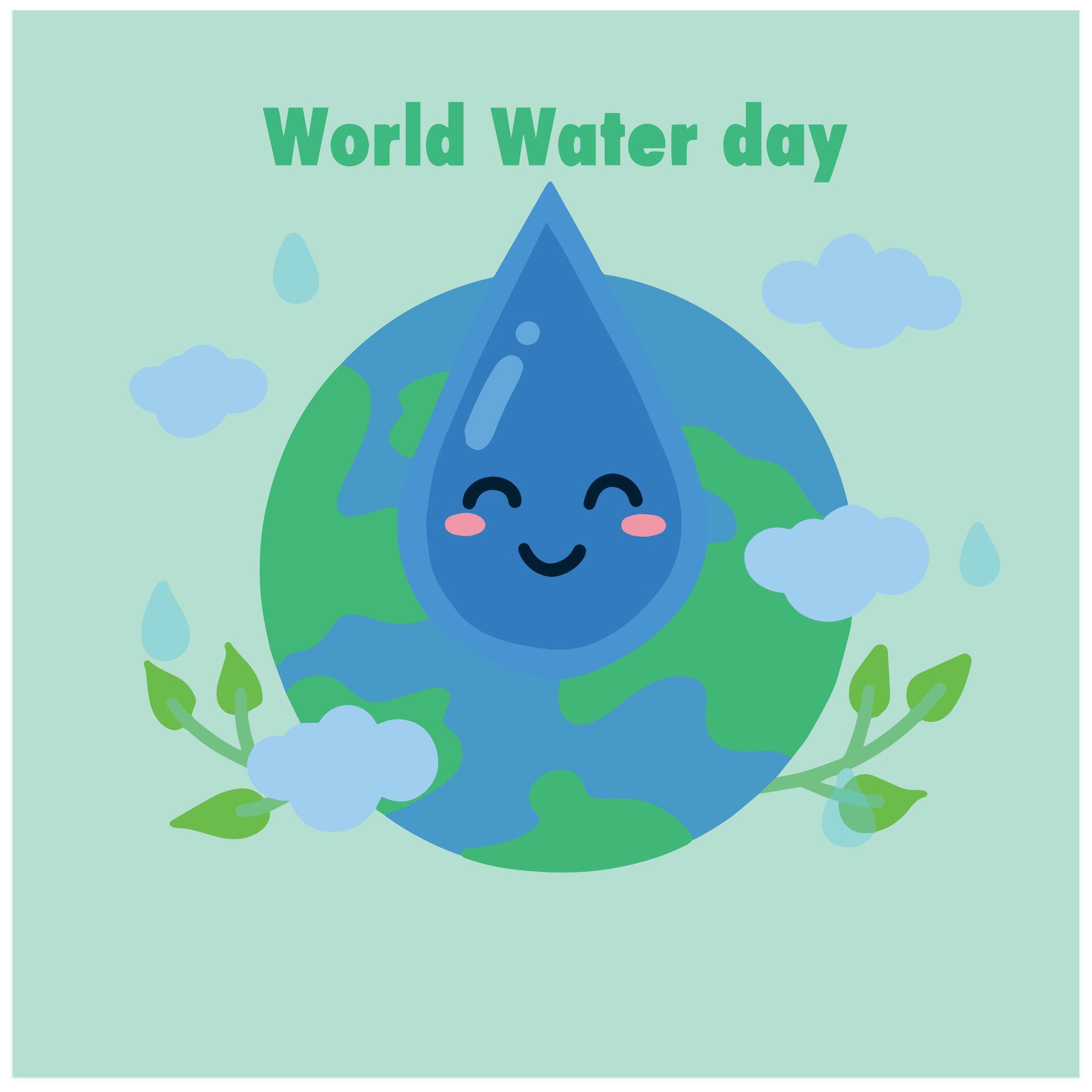 Vector cute cartoon illustration world waterday 37958666 Vector Art at Vecteezy