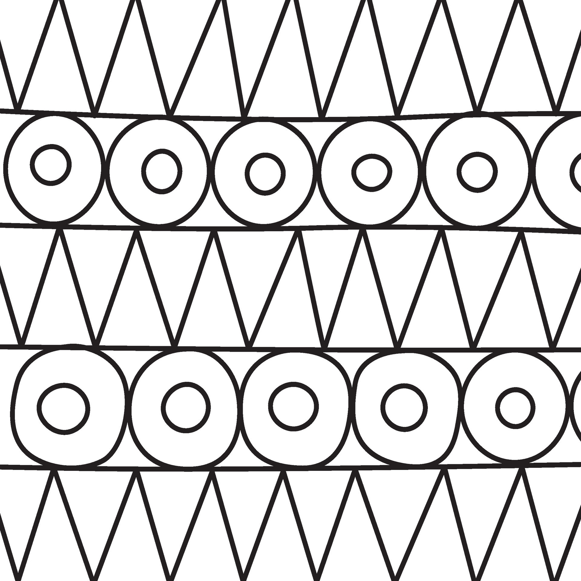 Black And White Hand Drawn Abstract Circle Zigzag Linear Pattern ...