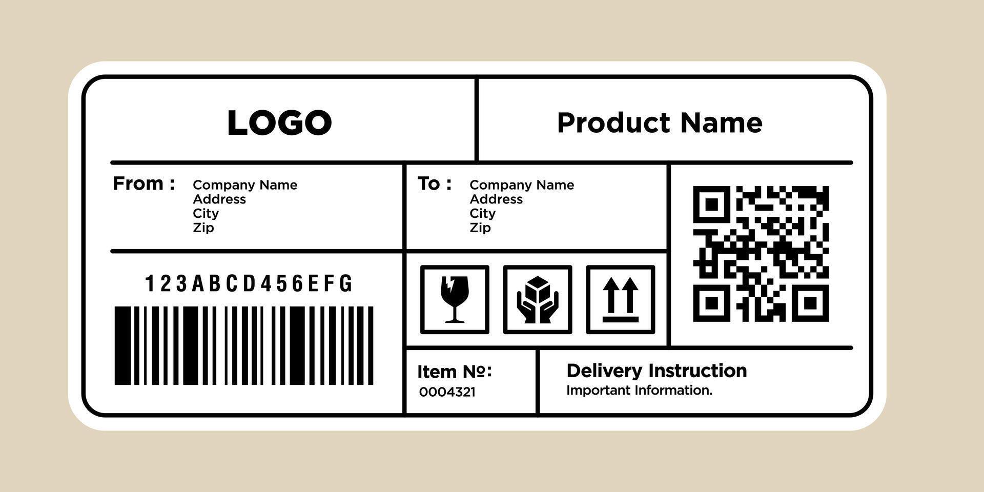Cargo delivery sticker vector. Shipment label template. Delivery bar ...