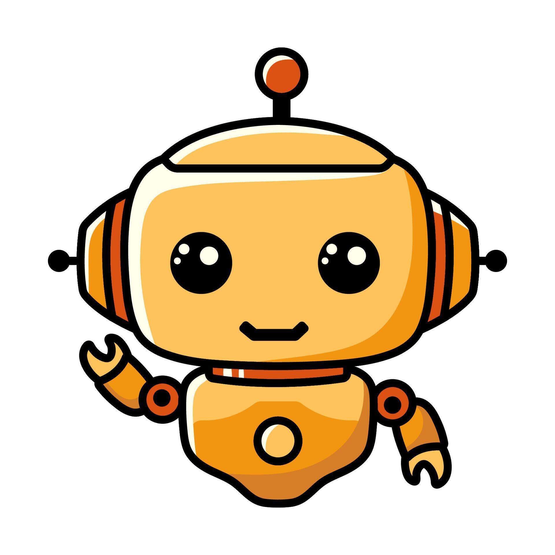 Cute Kawaii Robot Character Friendly Chat Bot Assistant For Online Applications Cartoon Vector