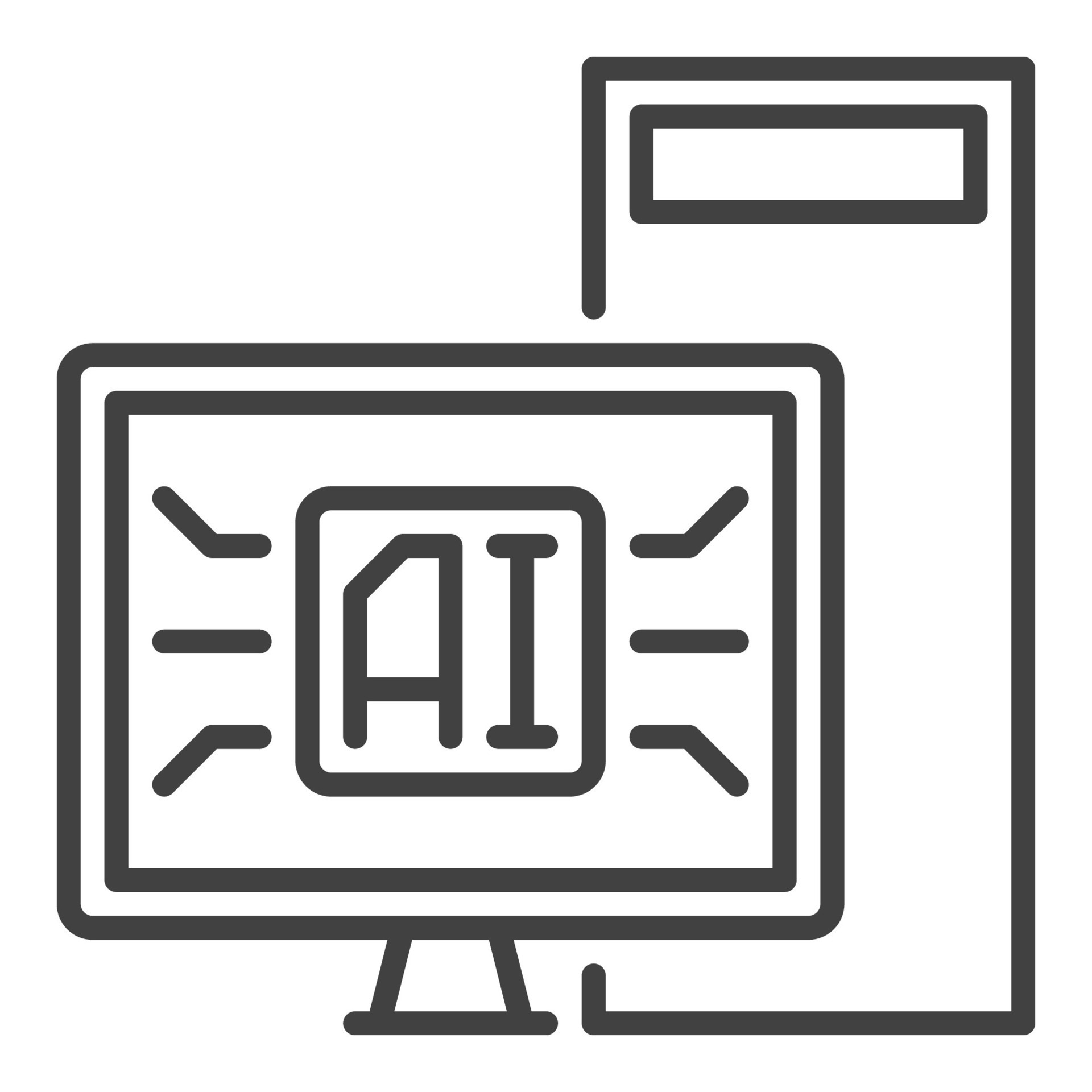 Desktop Computer with AI vector Artificial Intelligence outline icon or ...