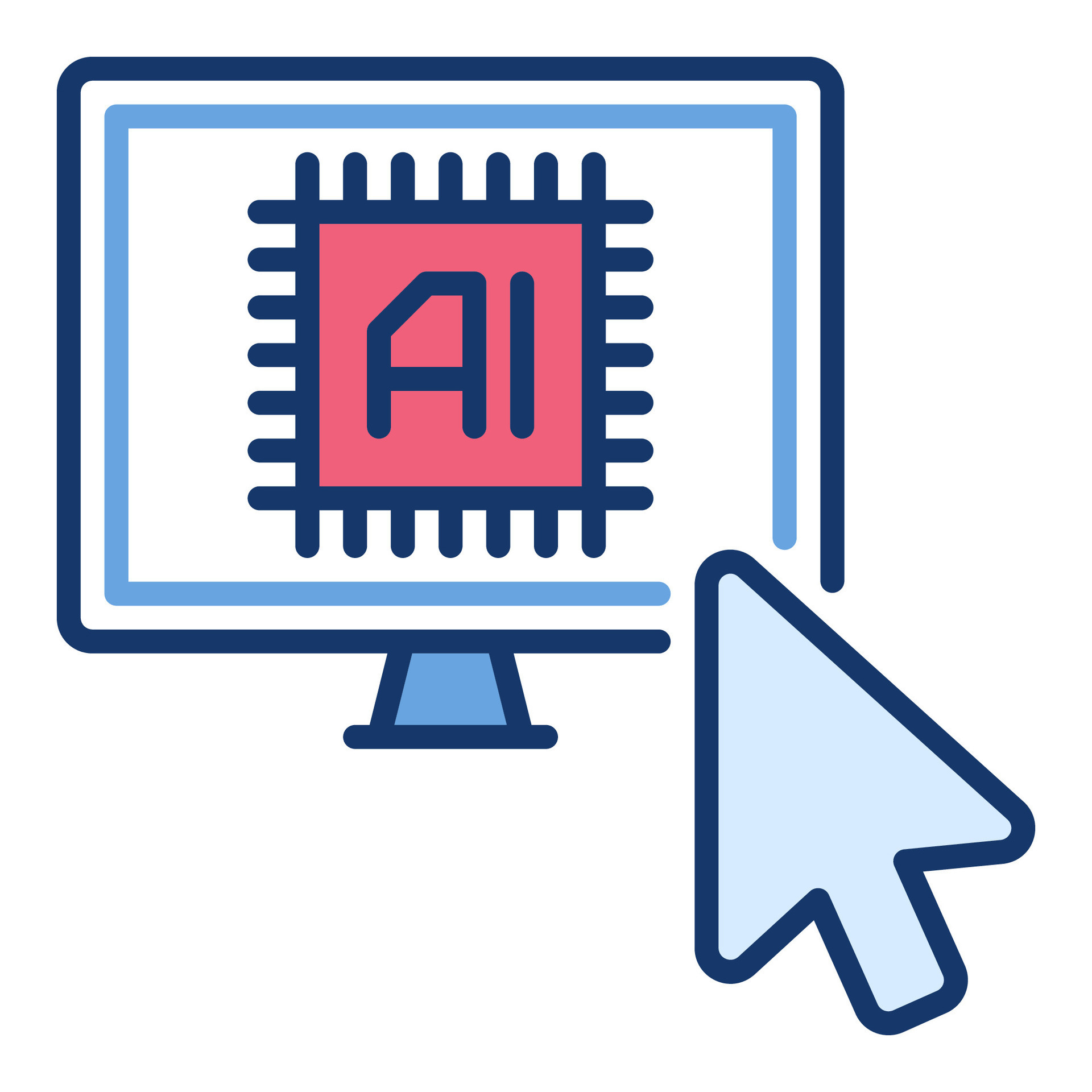Ai Computer And Mouse Cursor Vector Artificial Intelligence Colored