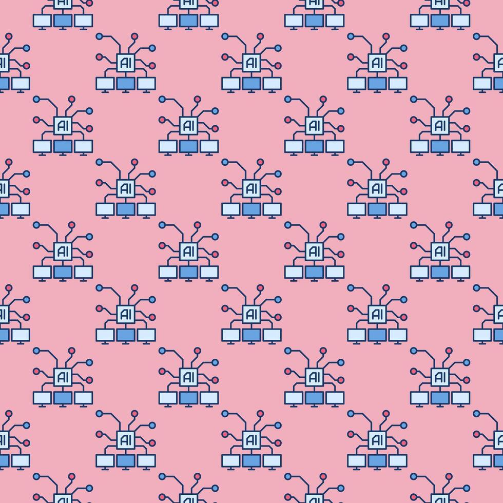 AI connection with Computers vector Artificial Intelligence colored seamless pattern 37976539 ...