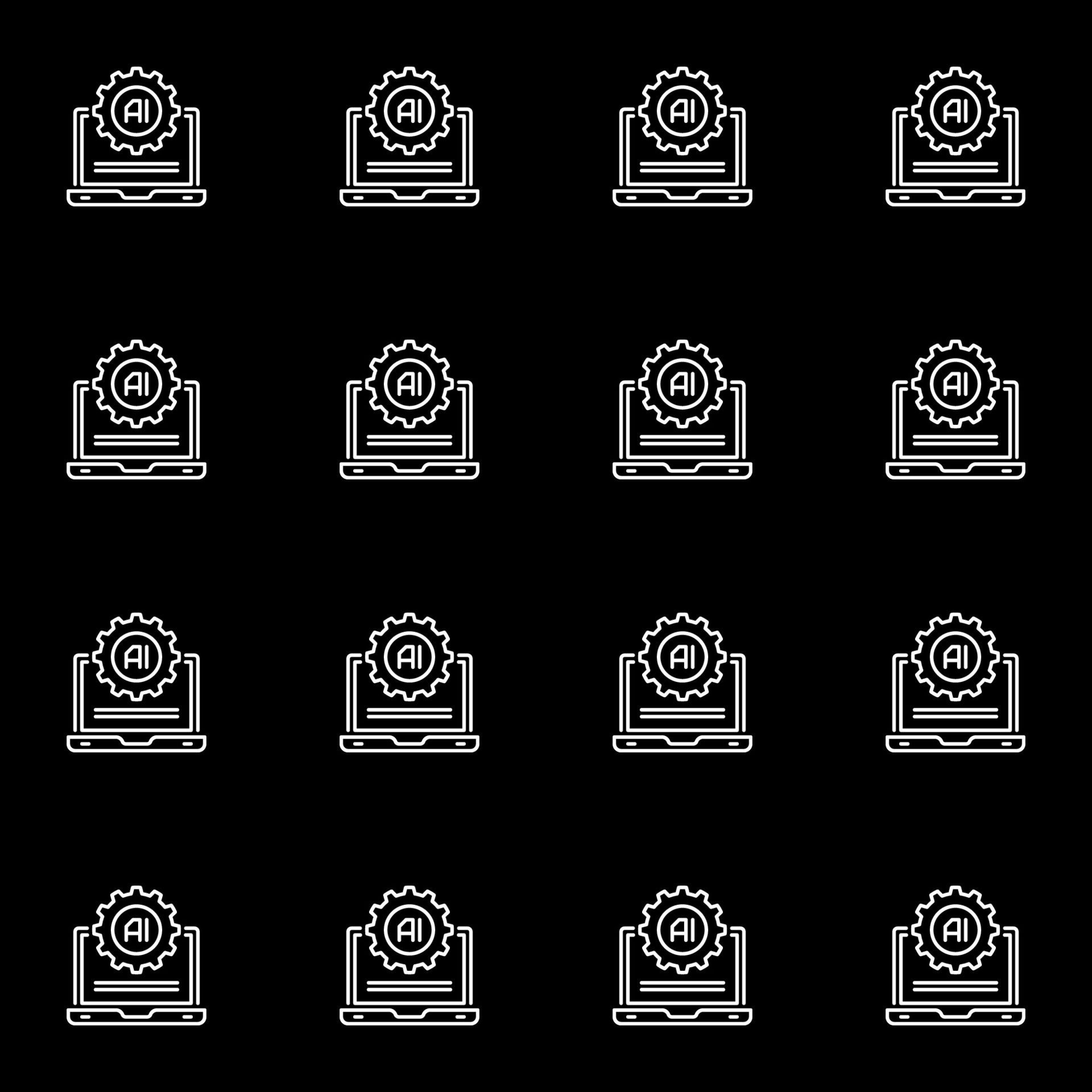 Artificial Intelligence Laptop With Gear Vector Ai Settings Dark Simple Seamless Pattern In