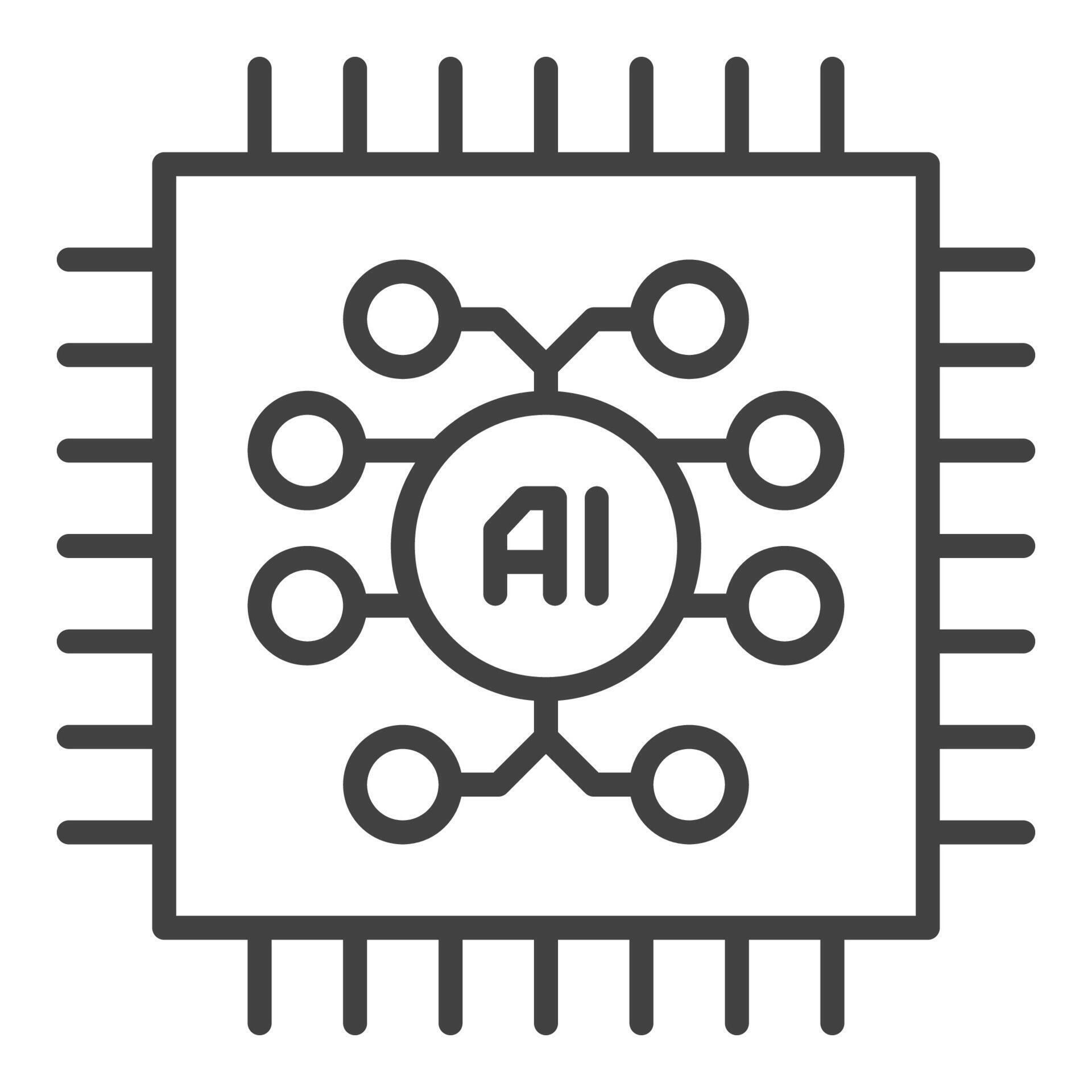 AI Computer Chip vector Artificial Intelligence Tech thin line icon or ...