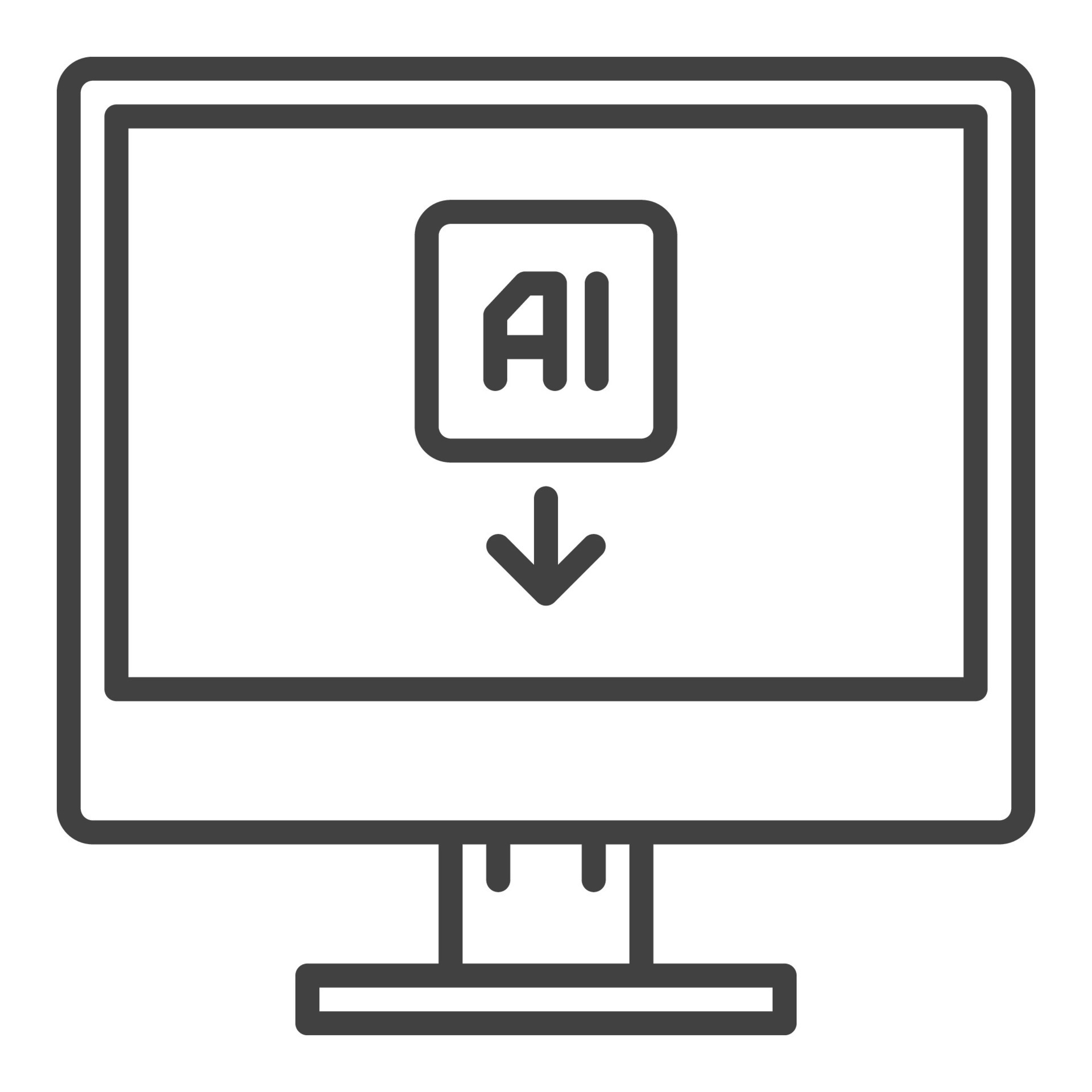 Artificial Intelligence Computer or PC vector AI technology icon or ...