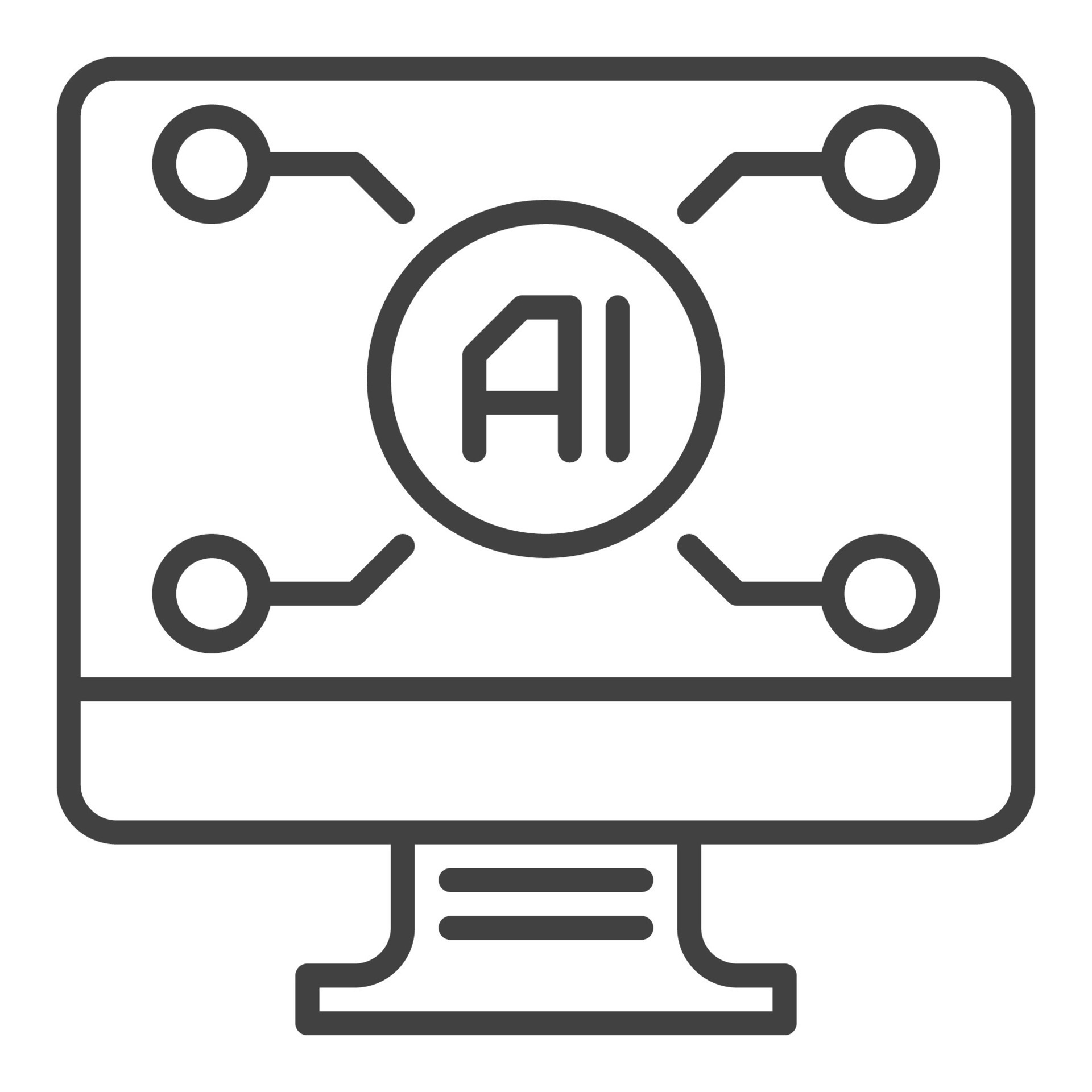 Artificial Intelligence Computer with AI technology vector icon or ...