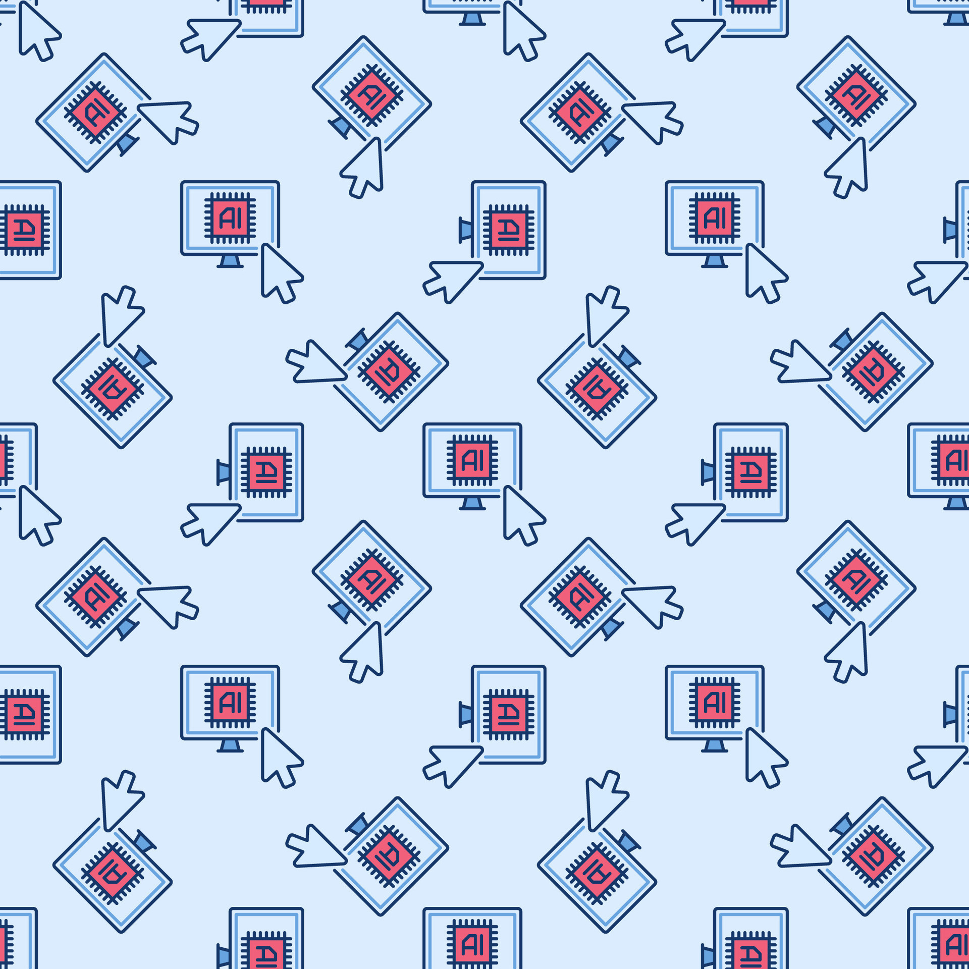 Ai Computer And Mouse Cursor Vector Artificial Intelligence Colored