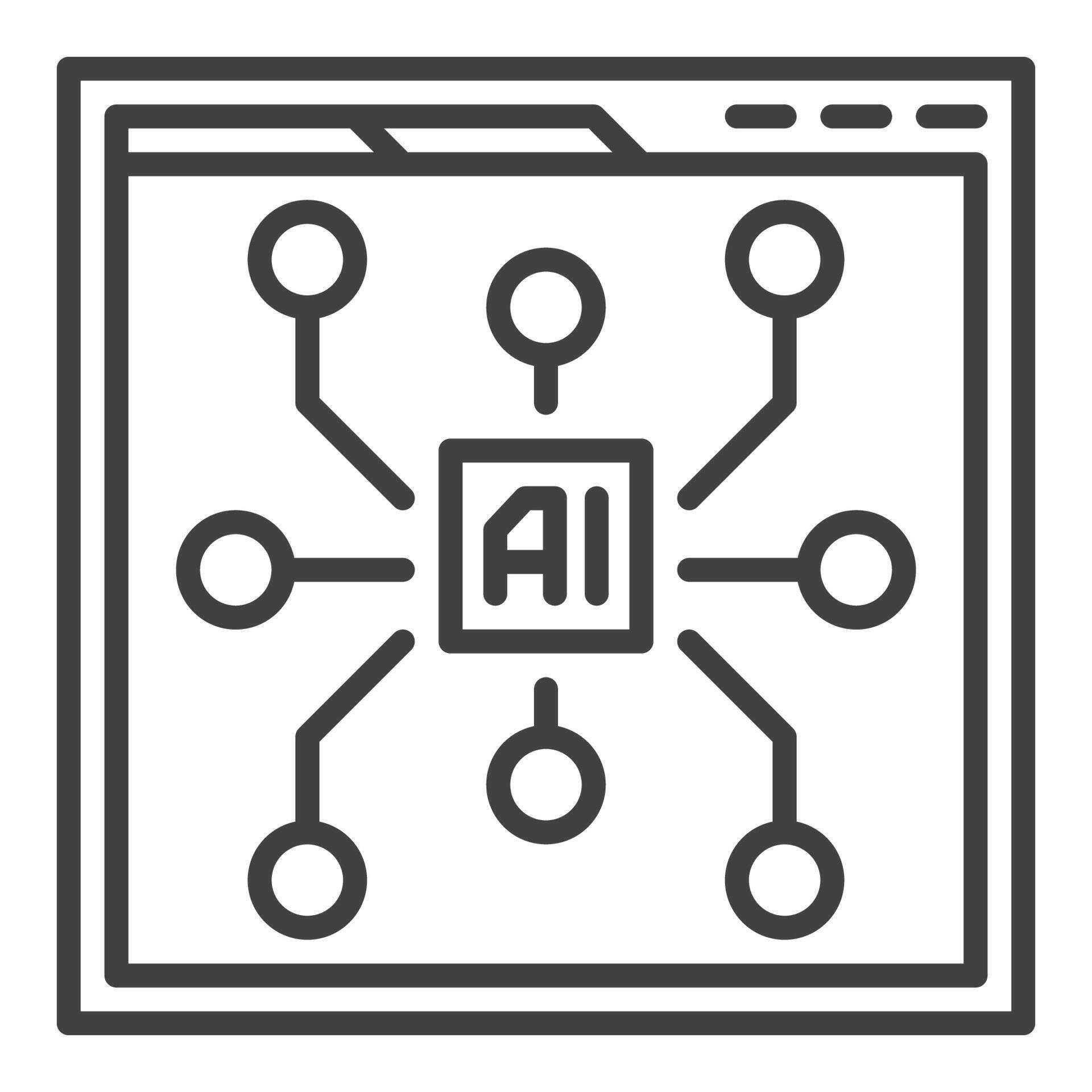 Web Browser with AI vector Artificial Intelligence Website outline icon ...