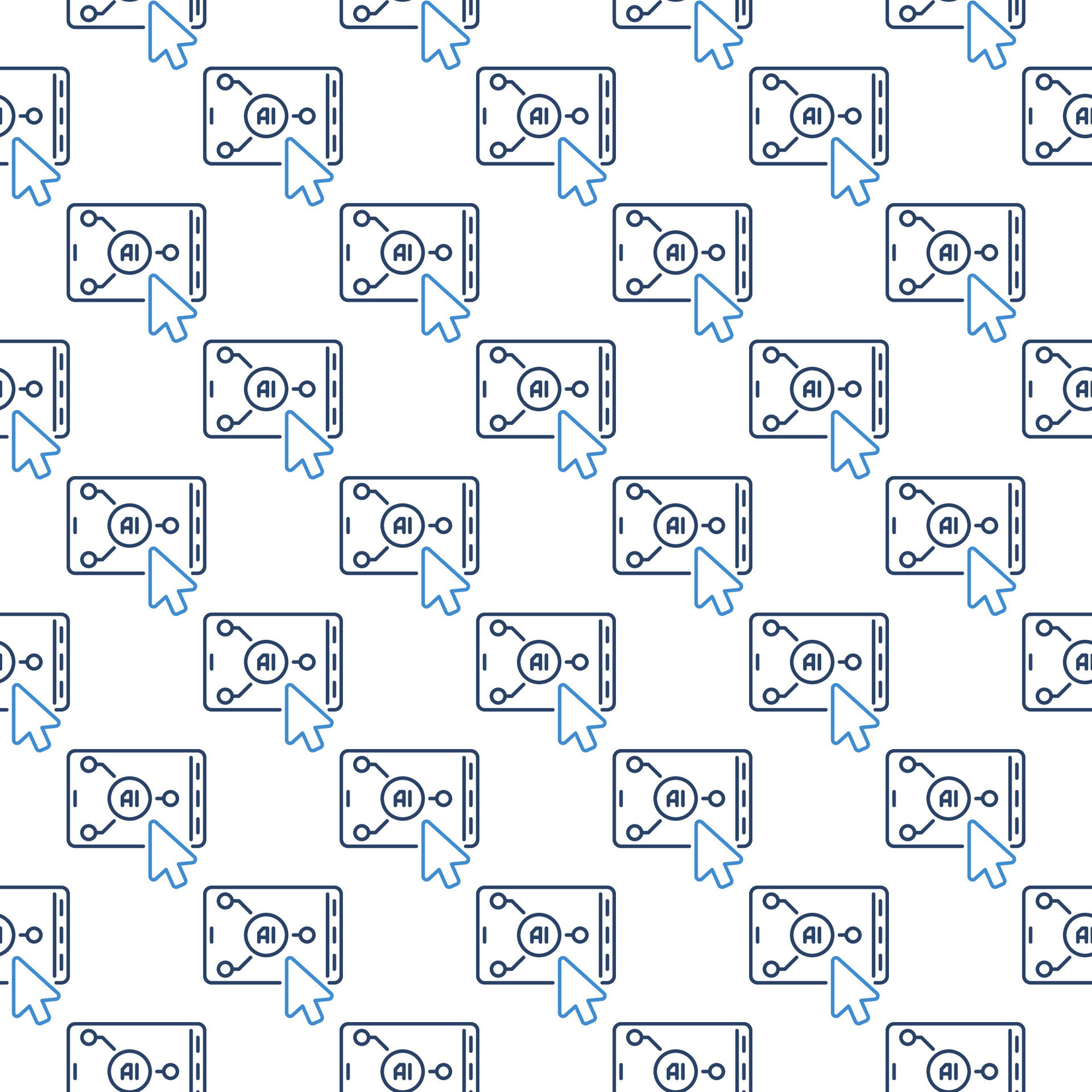 Mouse Cursor On Smartphone With Ai Vector Artificial Intelligence Thin Line Seamless Pattern