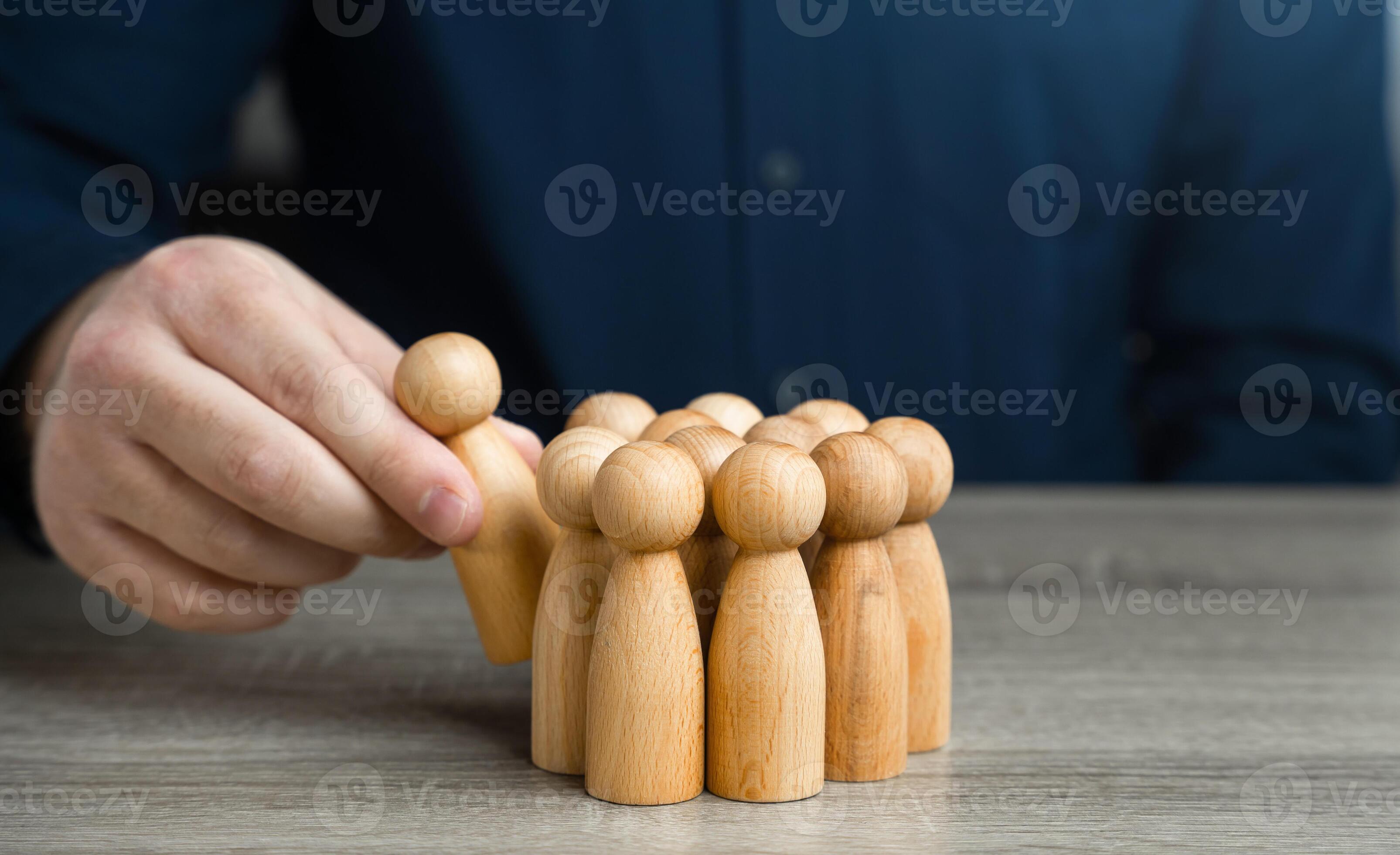 Selecting workers from a pool of candidates. Pull out people from a ...