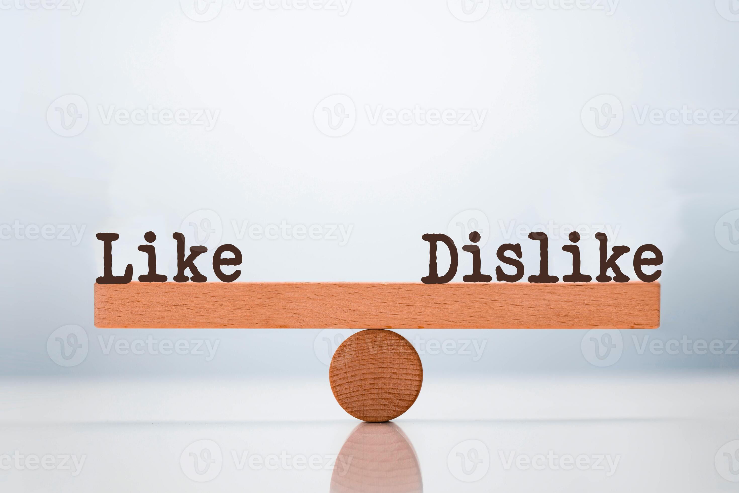 Like vs dislike word balancing on seesaw choice concept 37980580 Stock ...