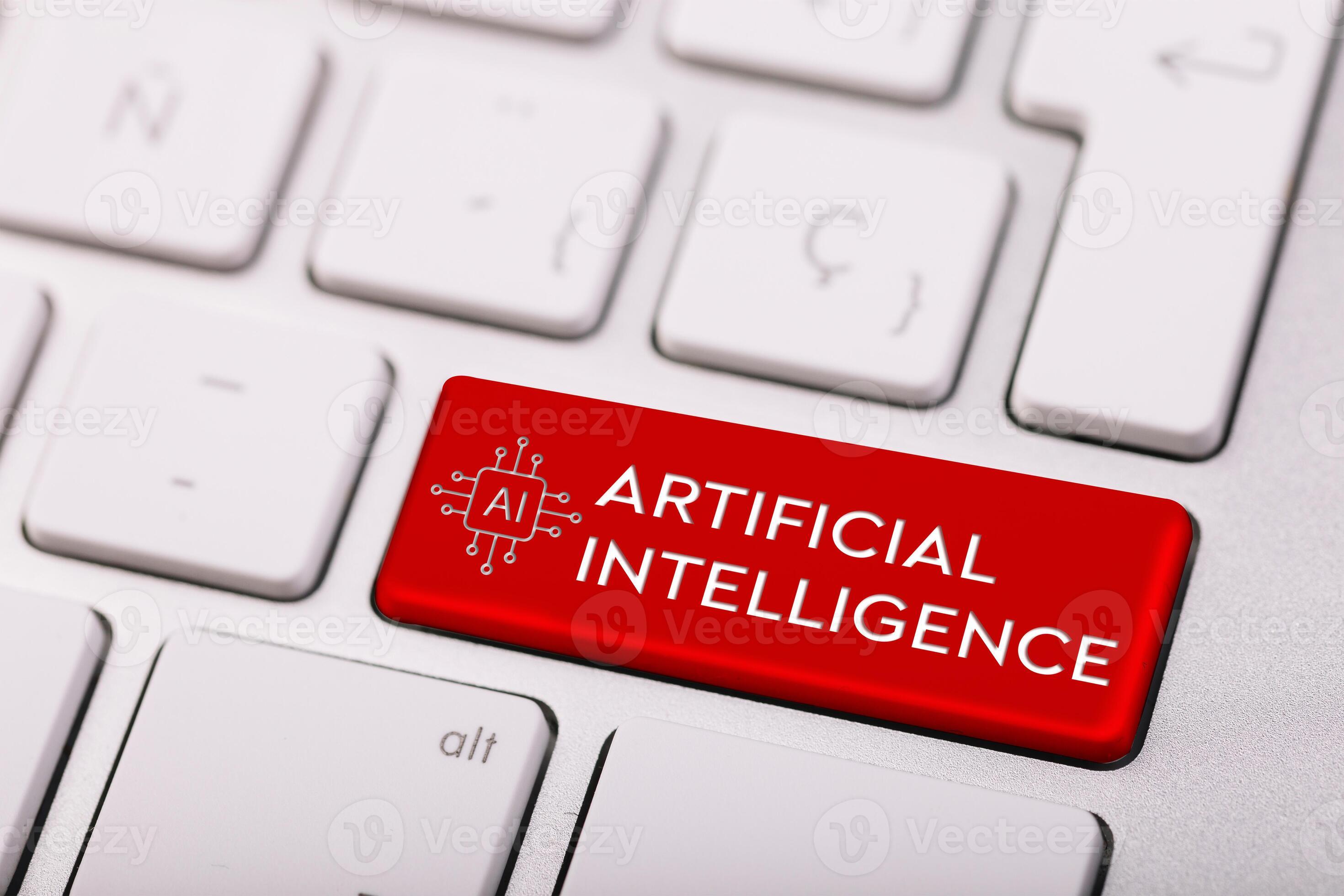 Keyboard key with the word Artificial Intelligence. Concept for machine ...