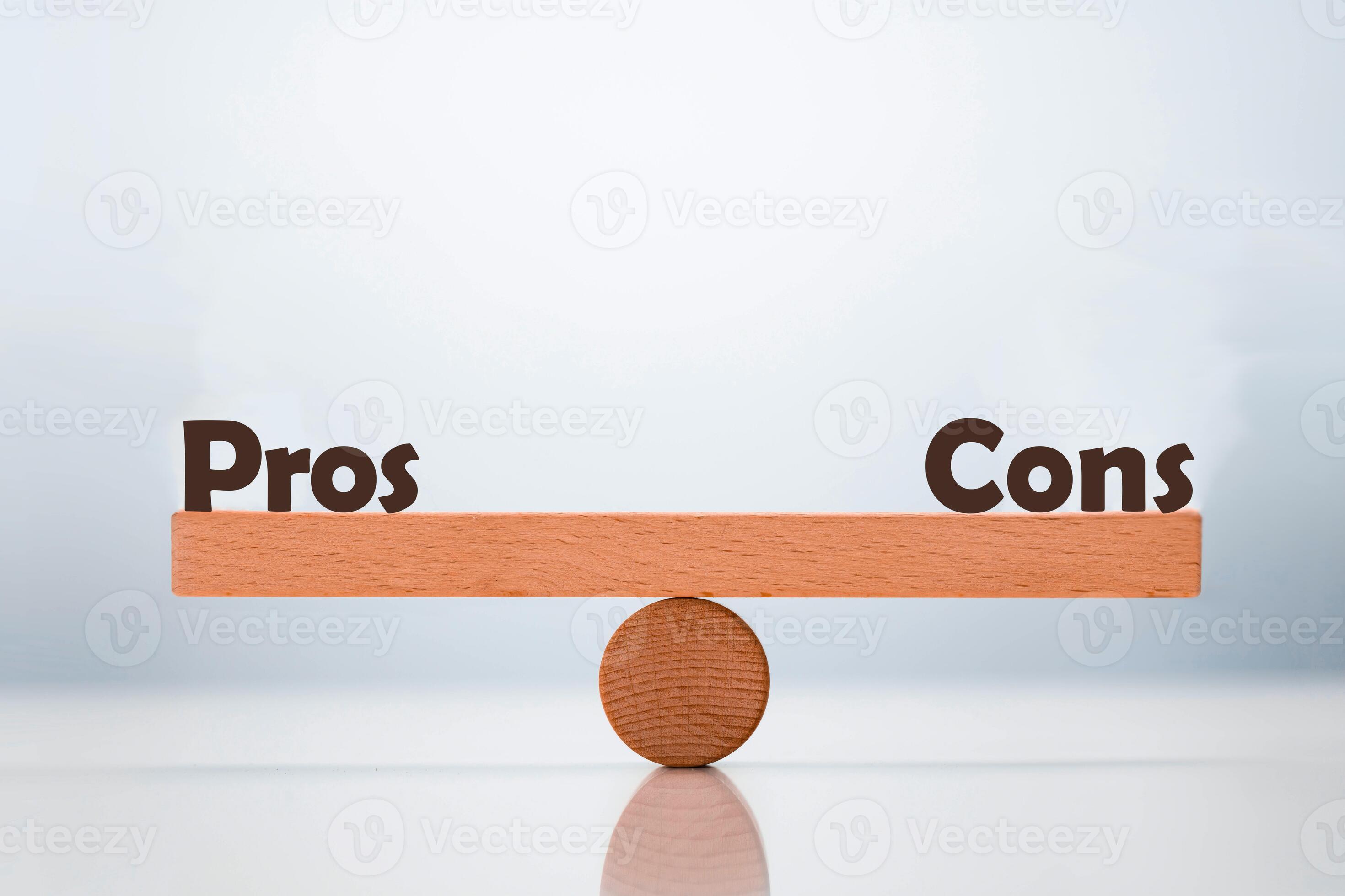 Pros vs Cons word balancing on seesaw choice concept 37980595 Stock ... Pros vs Cons word balancing on seesaw choice concept 37980595 Stock ...