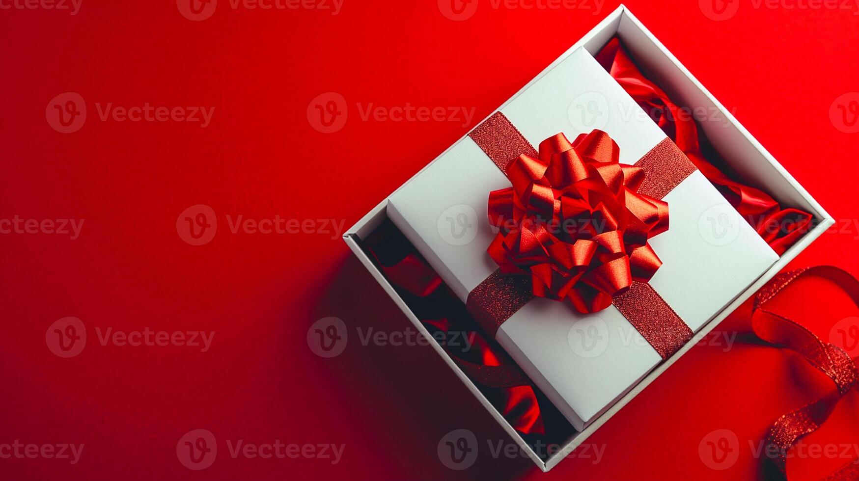 Ai Generated Elegant Red T Presentation 3d Luxury T Box Gold