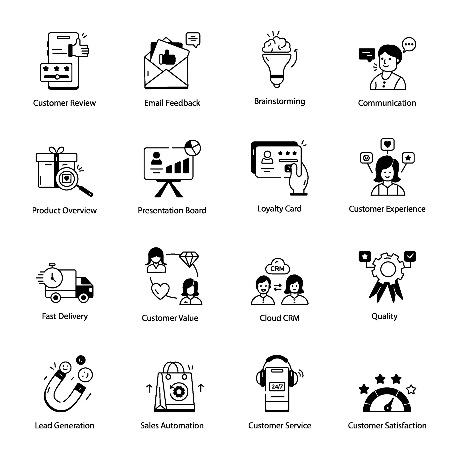 Trendy Linear Icons Depicting Customer Services 37992858 Vector Art At